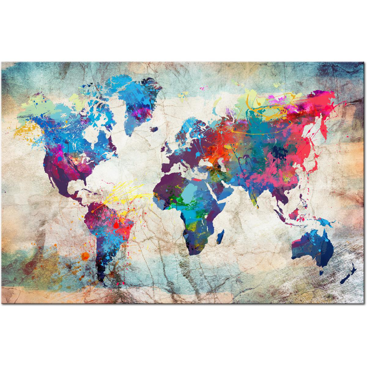 East Urban Home World Map: Colourful Madness - Wrapped Canvas Painting ...