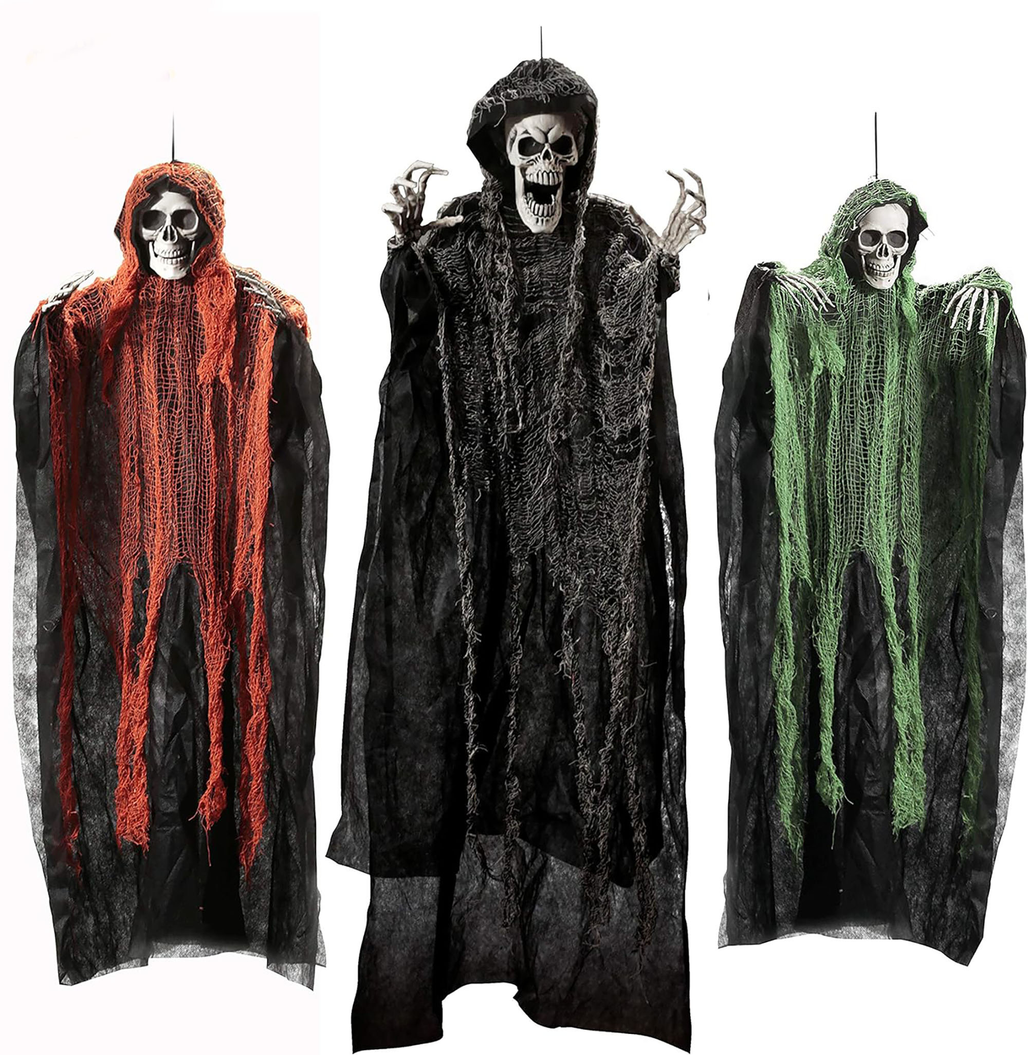 The Holiday Aisle® Halloween Hanging Grim Reapers (3 Pack), One 47” And ...