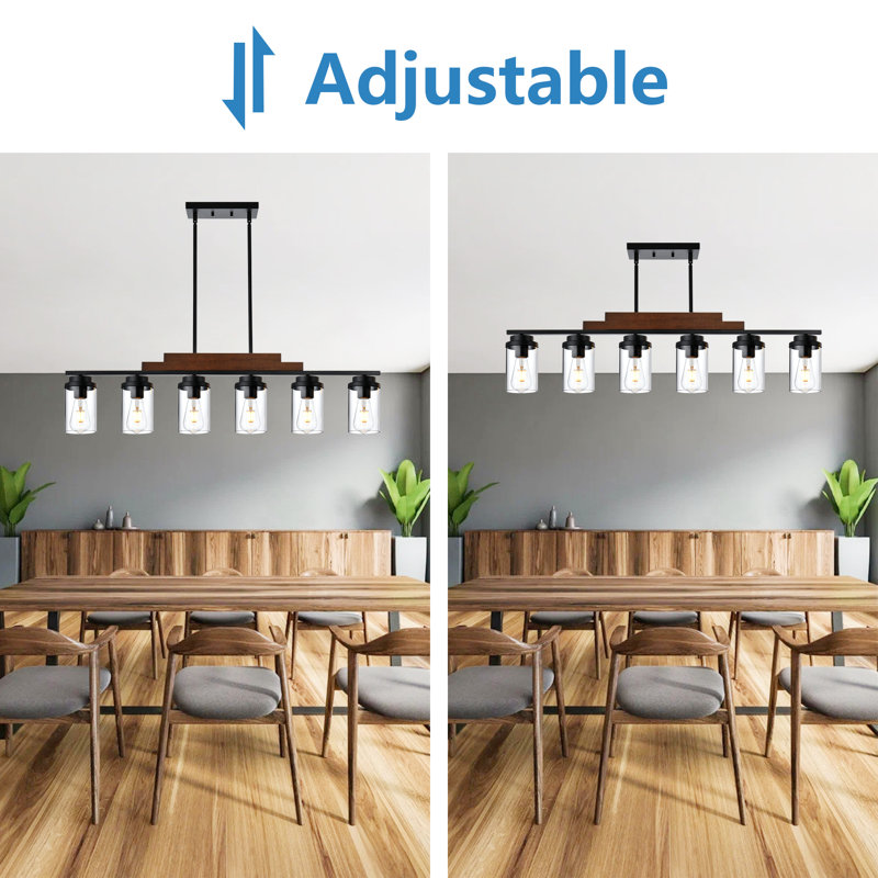 17 Stories 6-Light Dining Room Light Fixture,Black Farmhouse Chandelier ...