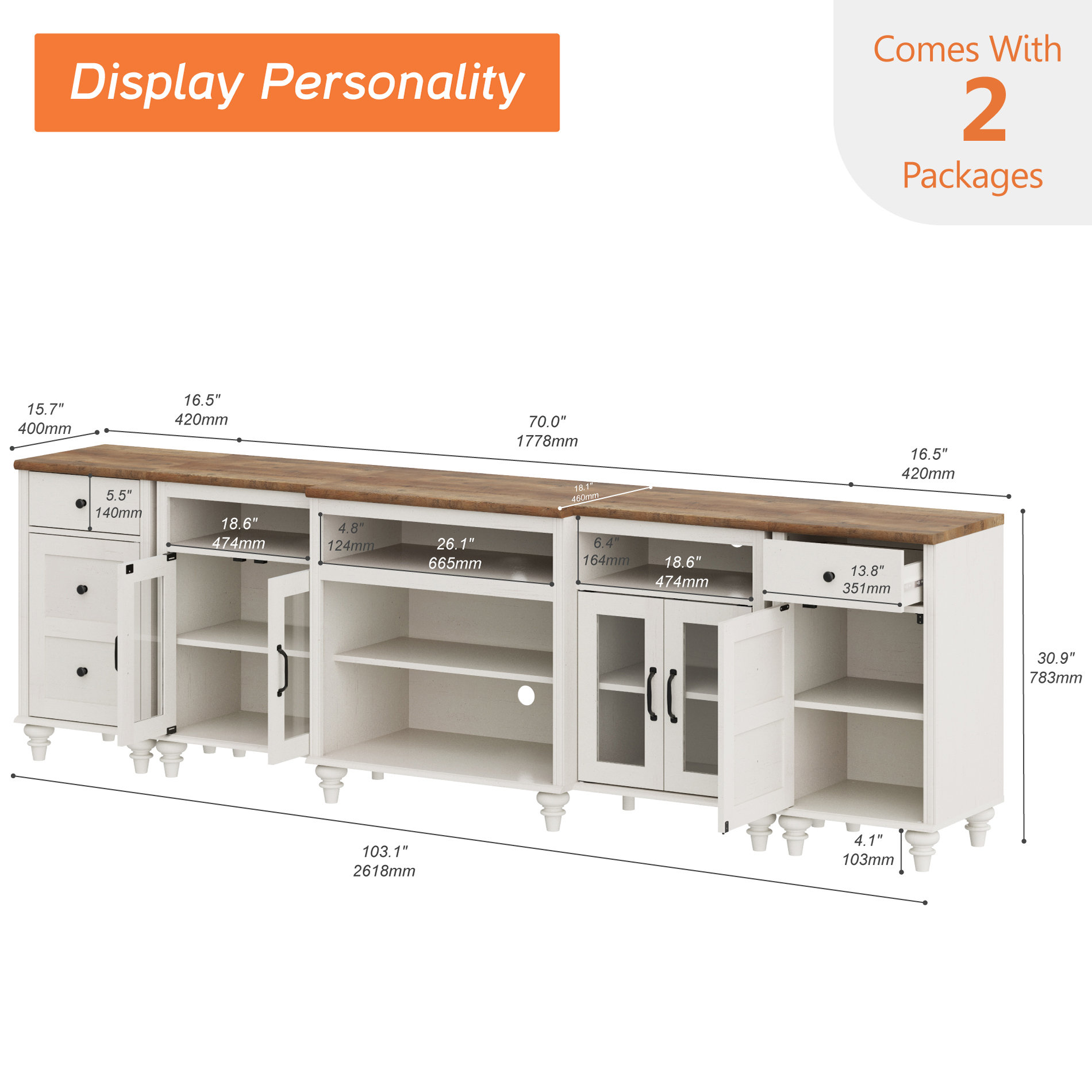 Charlton Home® Scarlett TV Stand, Home Entertainment Center With ...