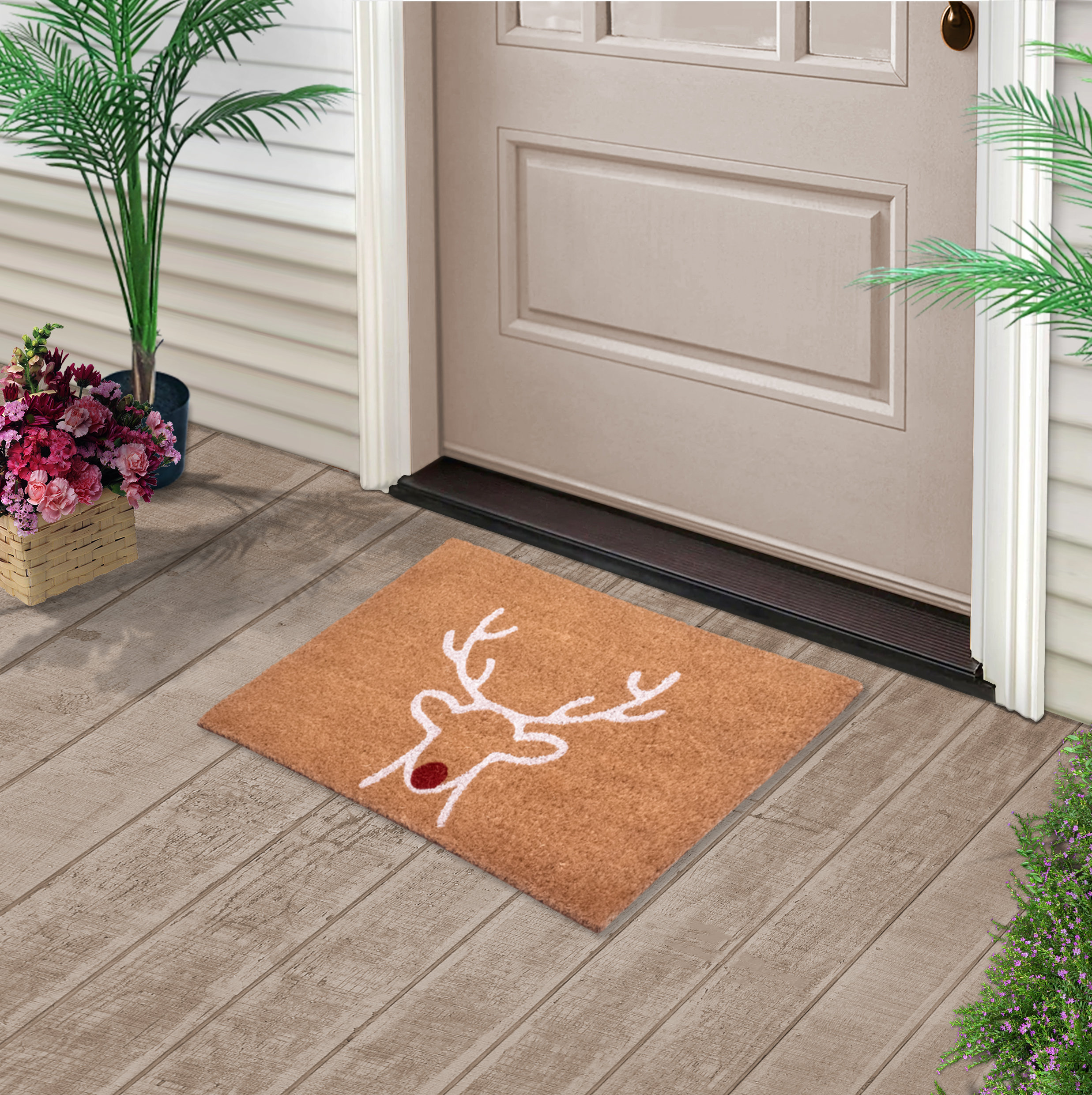 The Holiday Aisle® Helfand Natural Coir Doormat 28 in. x 18 in.Indoor ...
