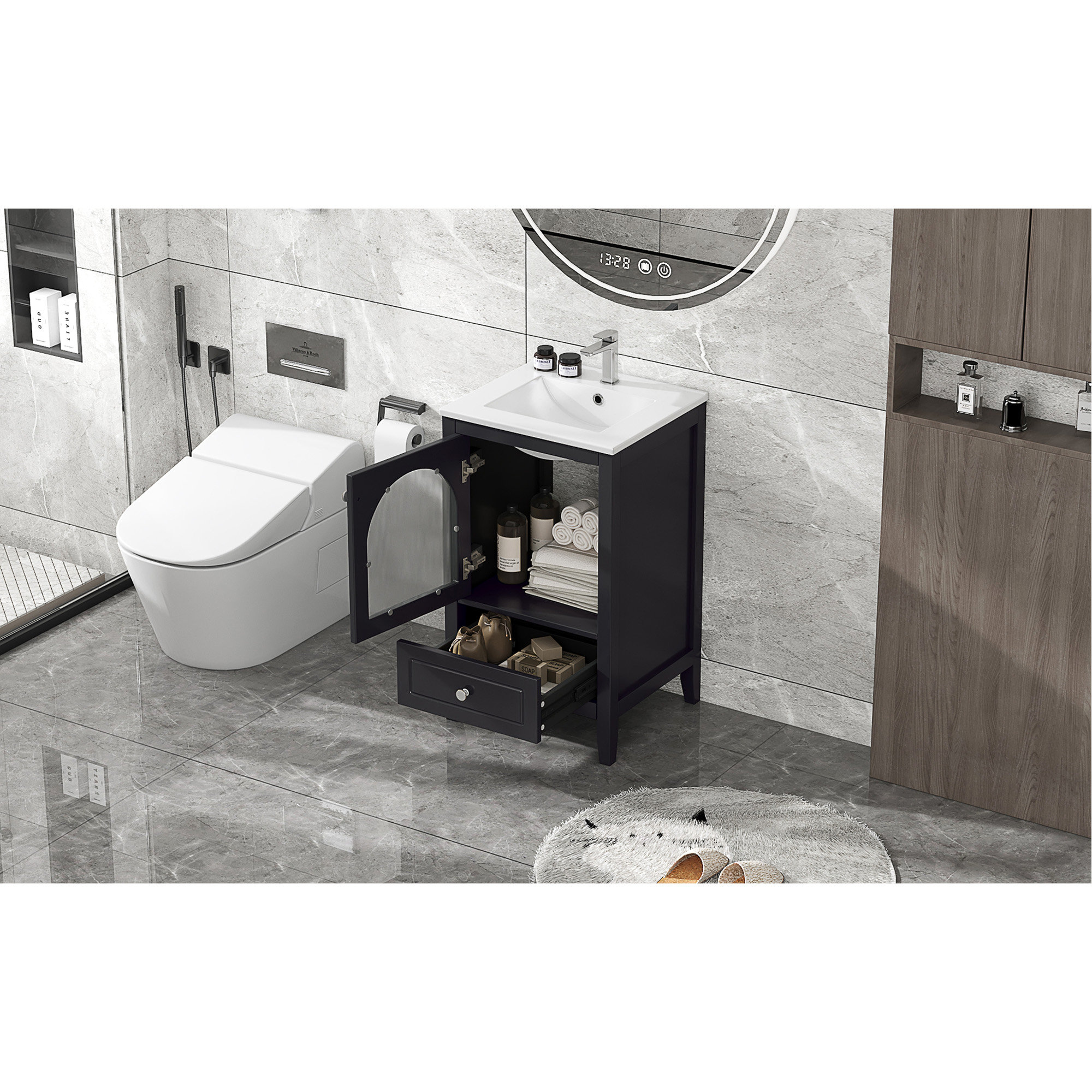 Winston Porter Modern Bathroom Vanity With Superior Storage And Stylish ...