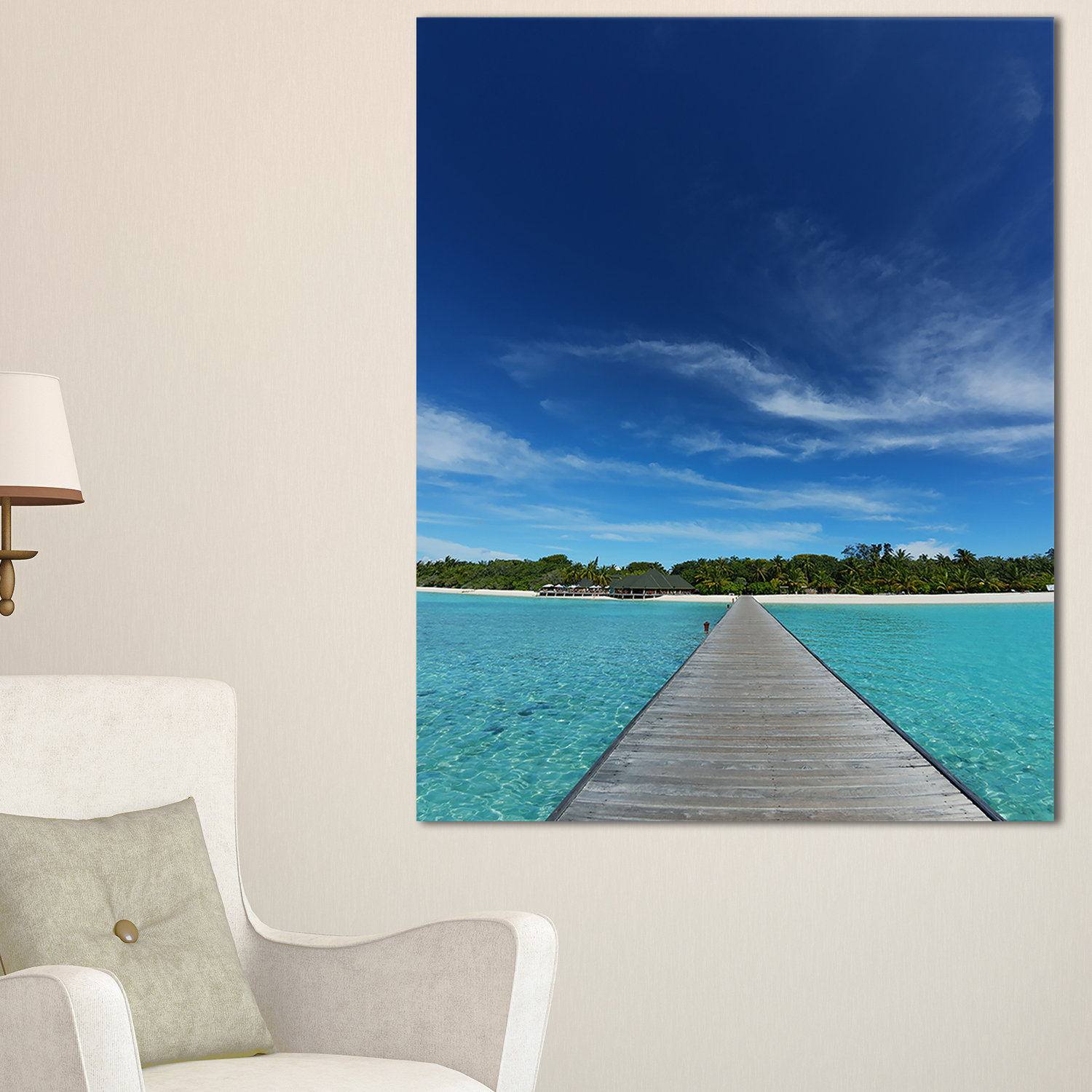 Design Art Infinite Sea Pier - Wrapped Canvas Photograph Print ...