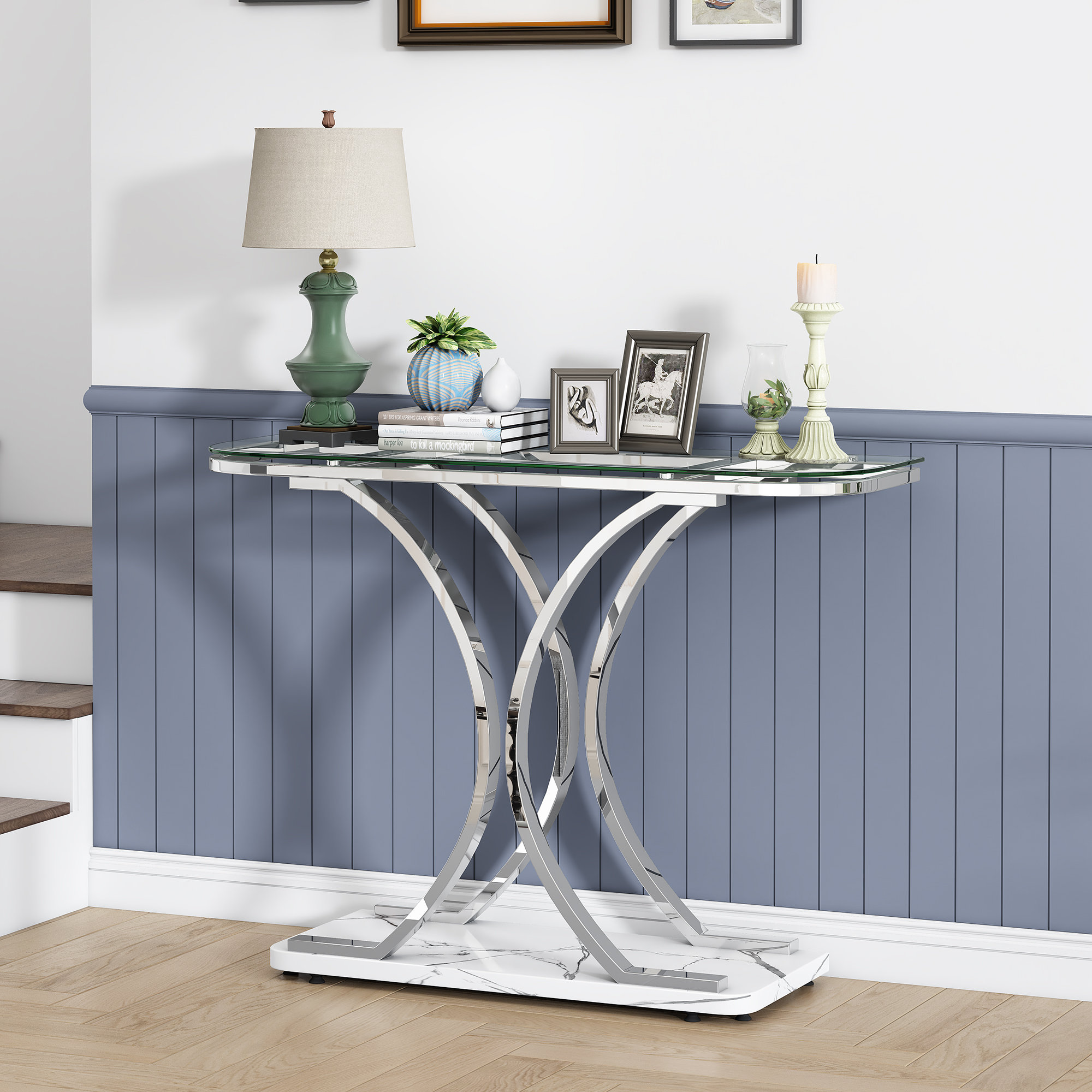 Willa Arlo Interiors Millwood 43.3'' Glass Top Console Table & Reviews ...