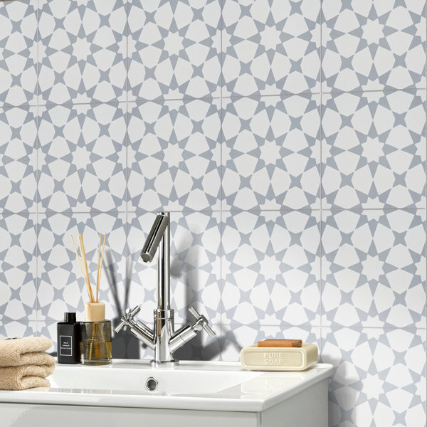 Moroccan Mosaic Tile House Medina 8" x 8" Cement Patterned Wall & Floor ...