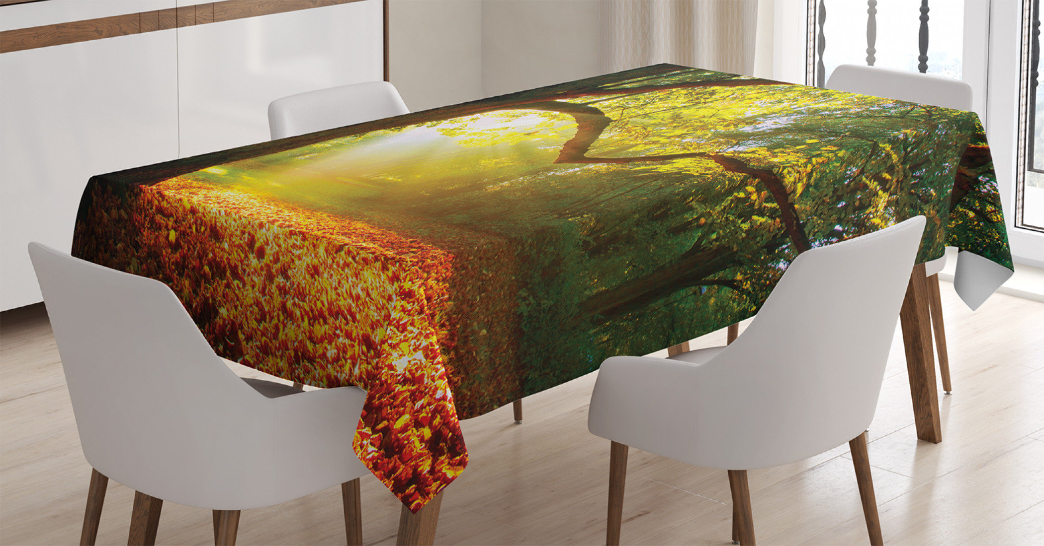 East Urban Home Leaves Tablecloth, Majestic Mighty Oak Tree With ...