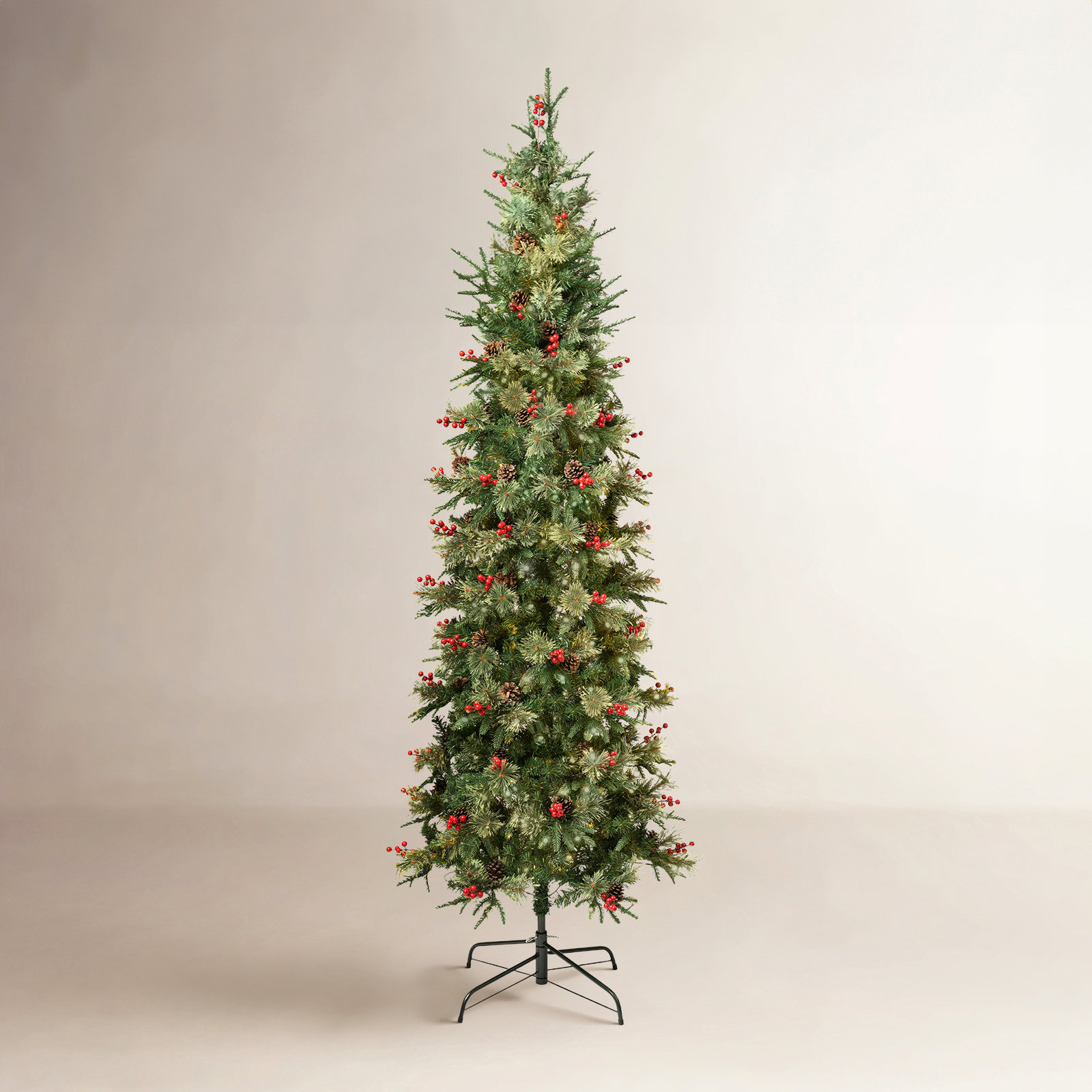 The Holiday Aisle® Virginia Pine Slim Tree with Red Berries and ...