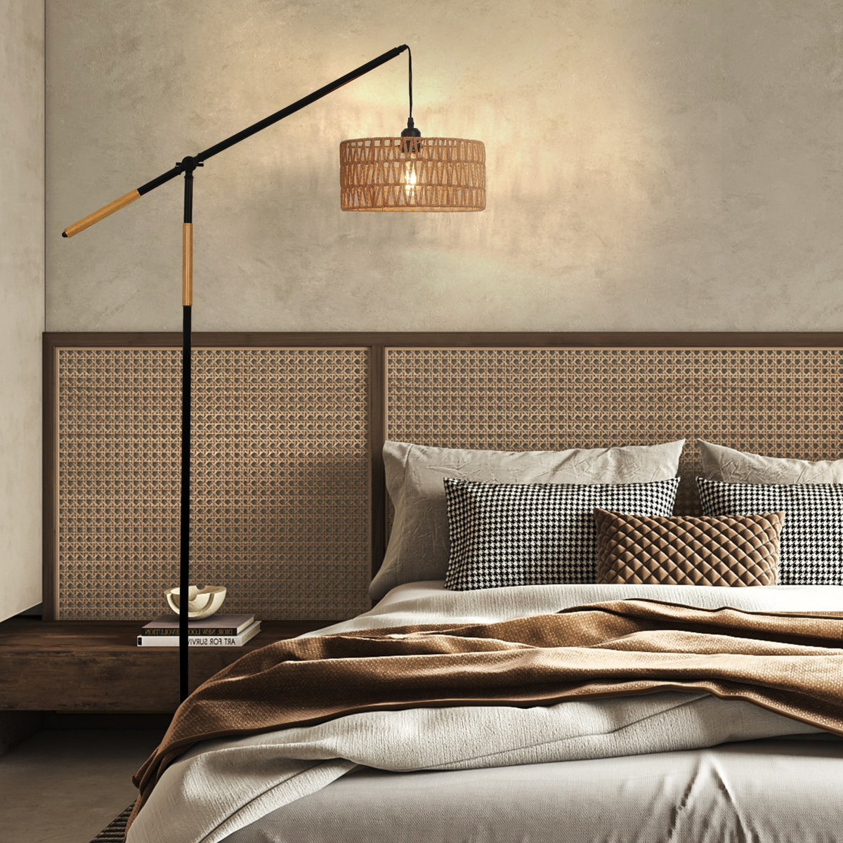 Bay Isle Home™ Aarzo 68" Rattan Arched/Arc Floor Lamp & Reviews | Wayfair