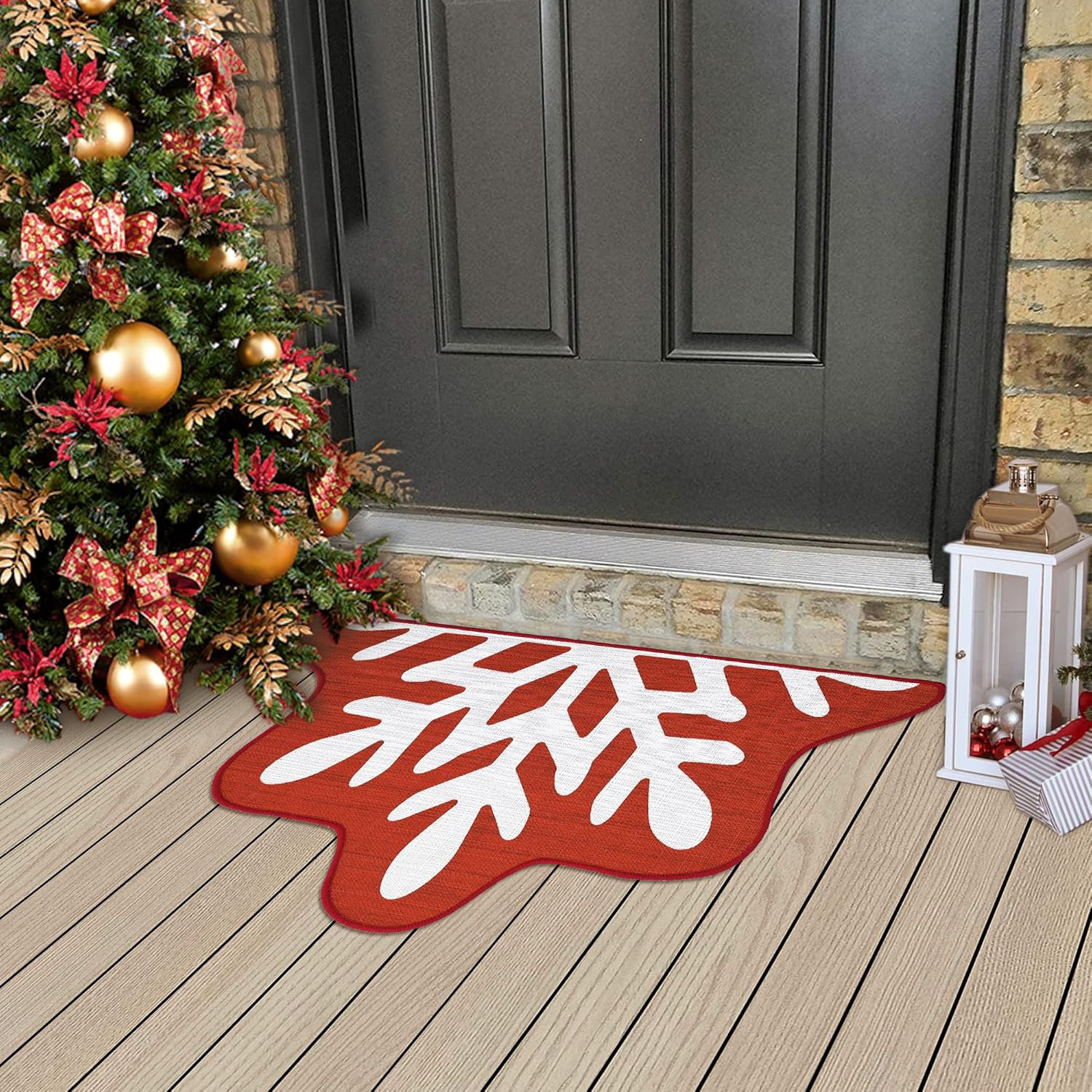 The Holiday Aisle® Christmas Door Mat Non Slip Doormats Snowflake ...
