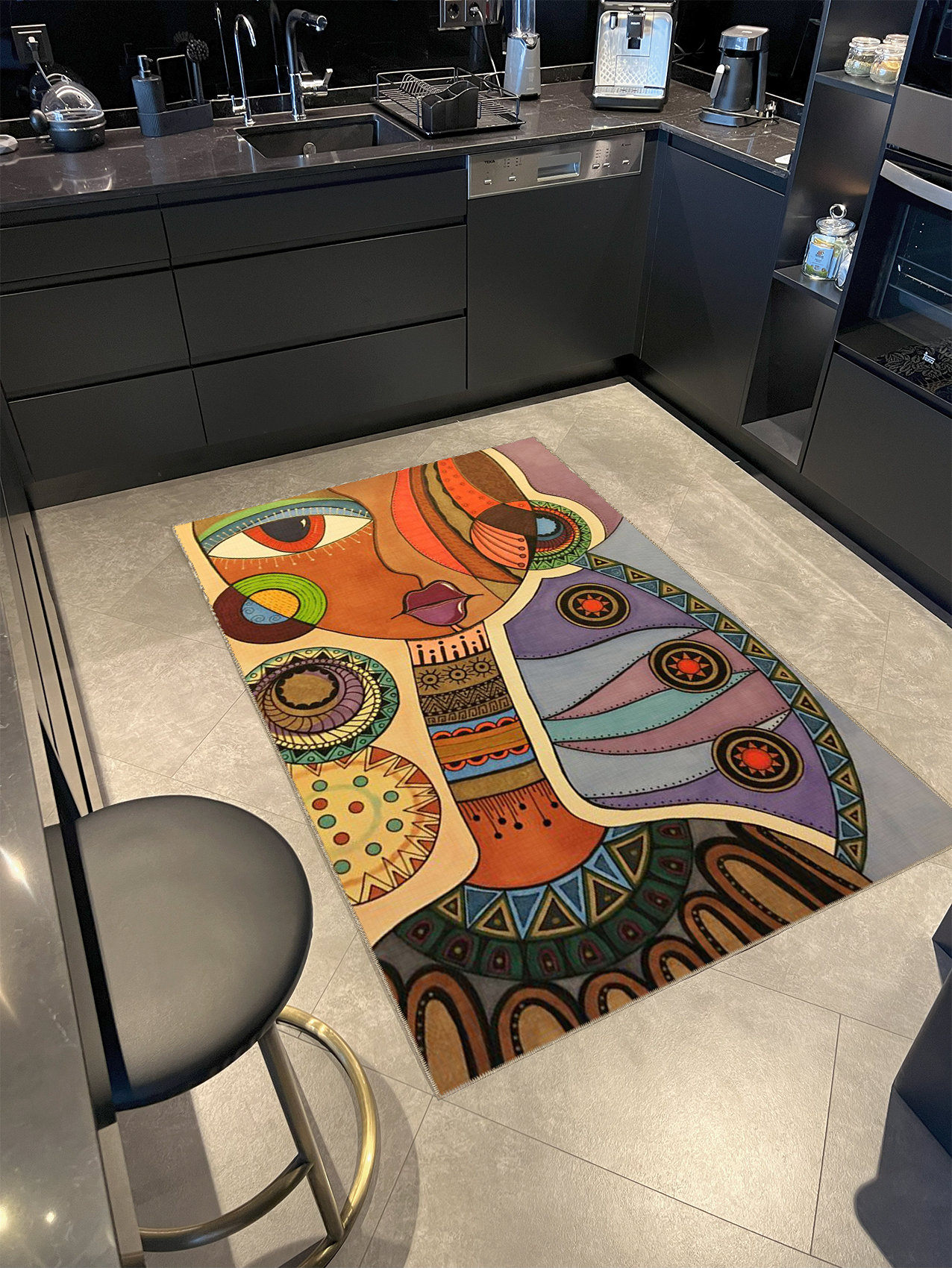 Dakota Fields Multicolor Surrealist Design Ethnic Figure Pattern ...