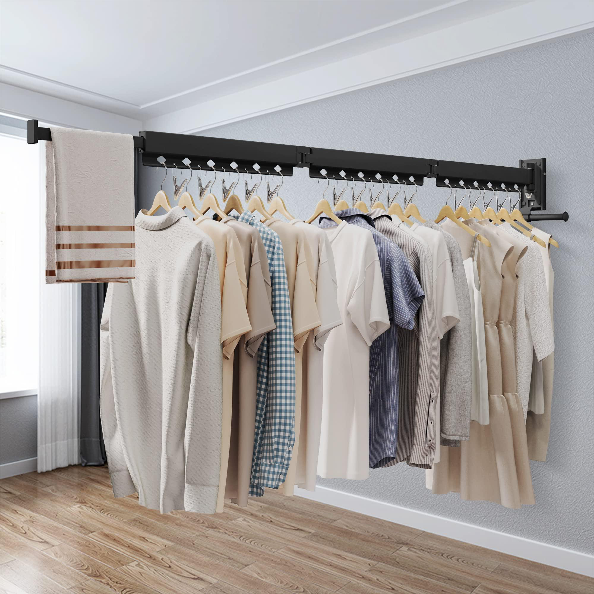 Rebrilliant Wall-mounted clothes drying rack designed for laundry rooms ...