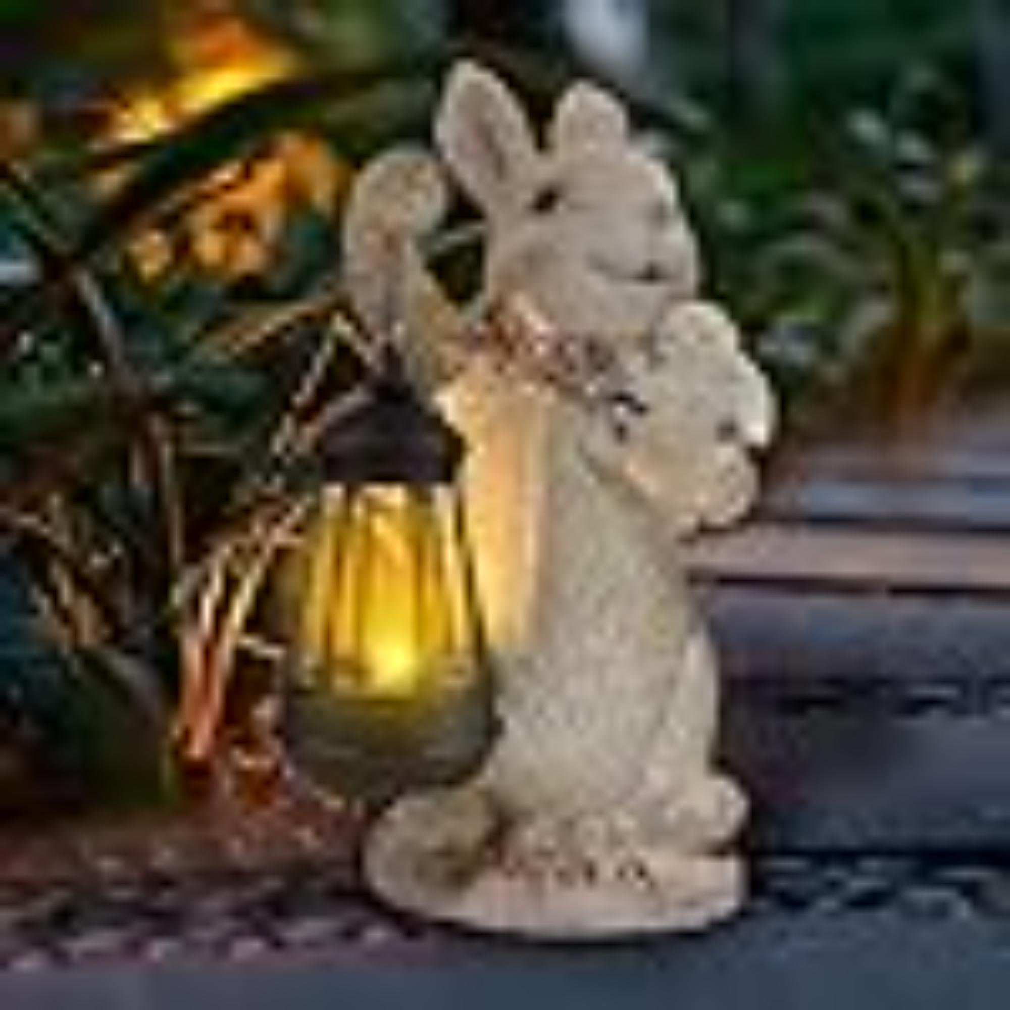 Trinx Solar Garden Statues Rabbit Lights, Outdoor Lighted Bunny Garden ...