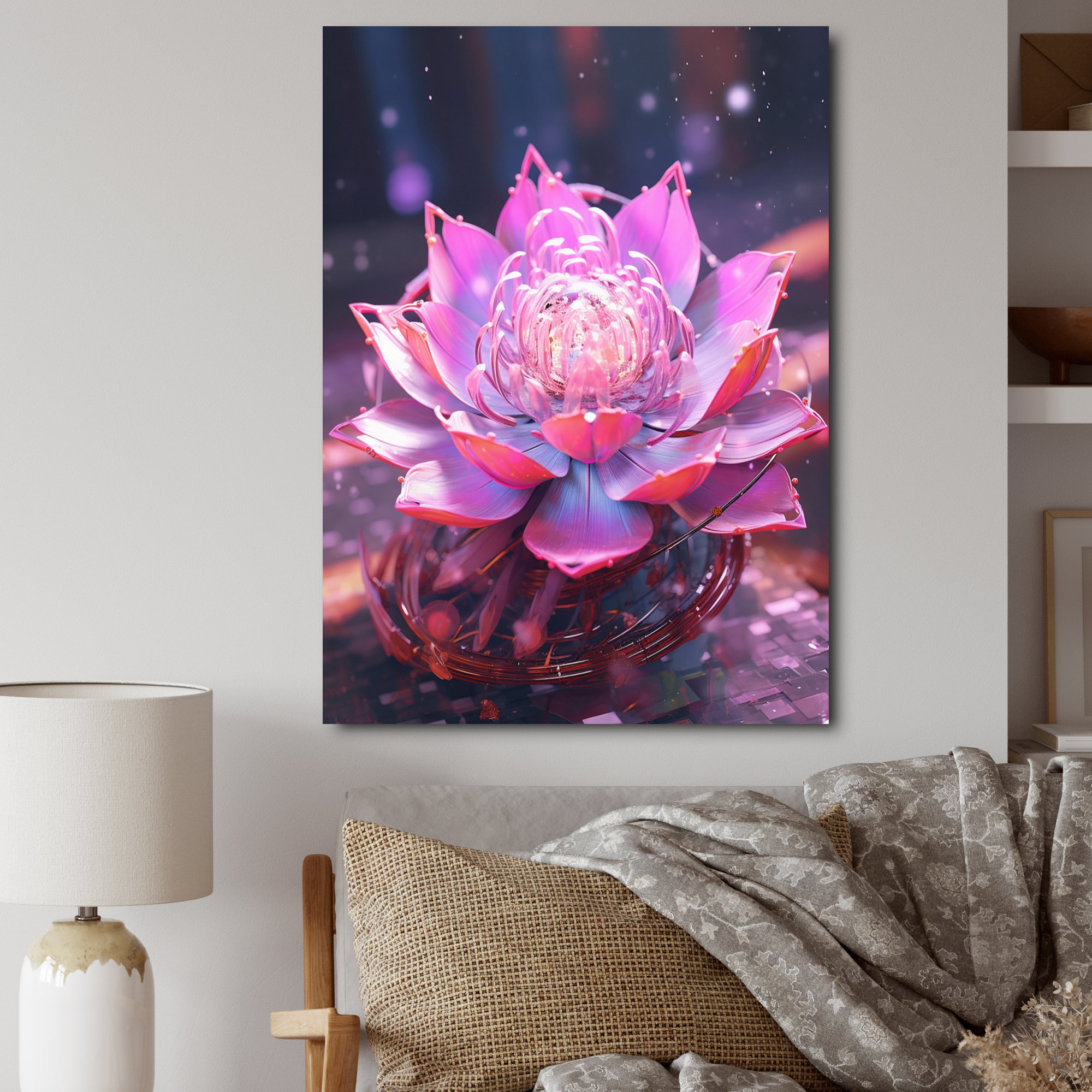 Bungalow Rose Radiant Pink Blossoming Lotus Luminescent I - Lotus Wall ...