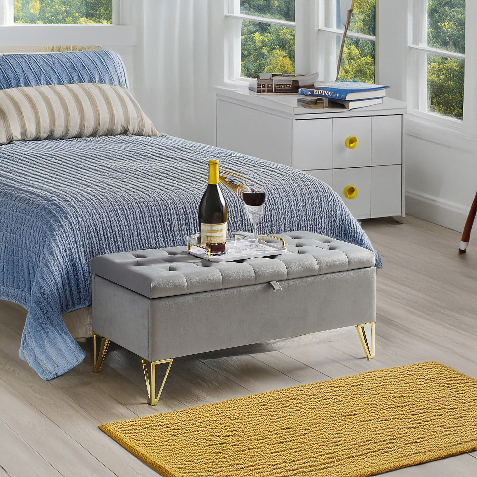 FOSHNATURE Bedroom end of Bed bench foot of the Bed - Wayfair Canada
