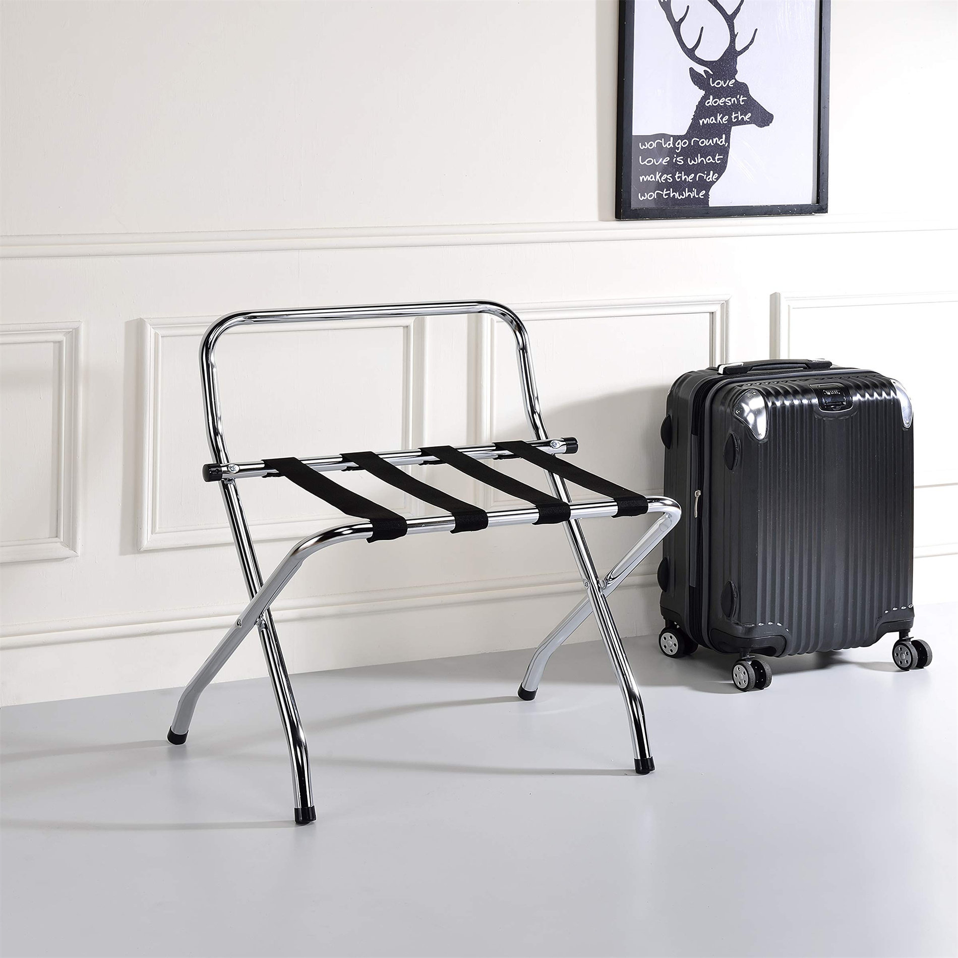 InRoom Designs Foldable Luggage Rack - Suitcase Stand With Storage ...
