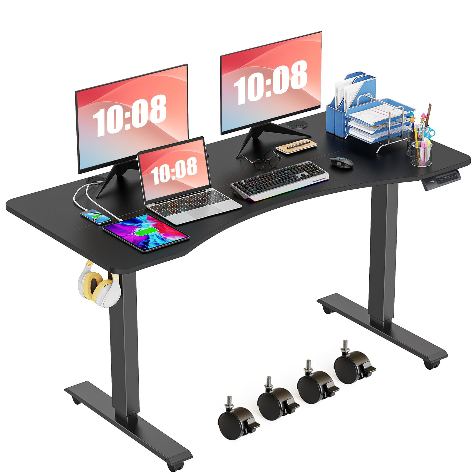 Inbox Zero 47'' Electric Height Adjustable Standing Desk With 4 ...