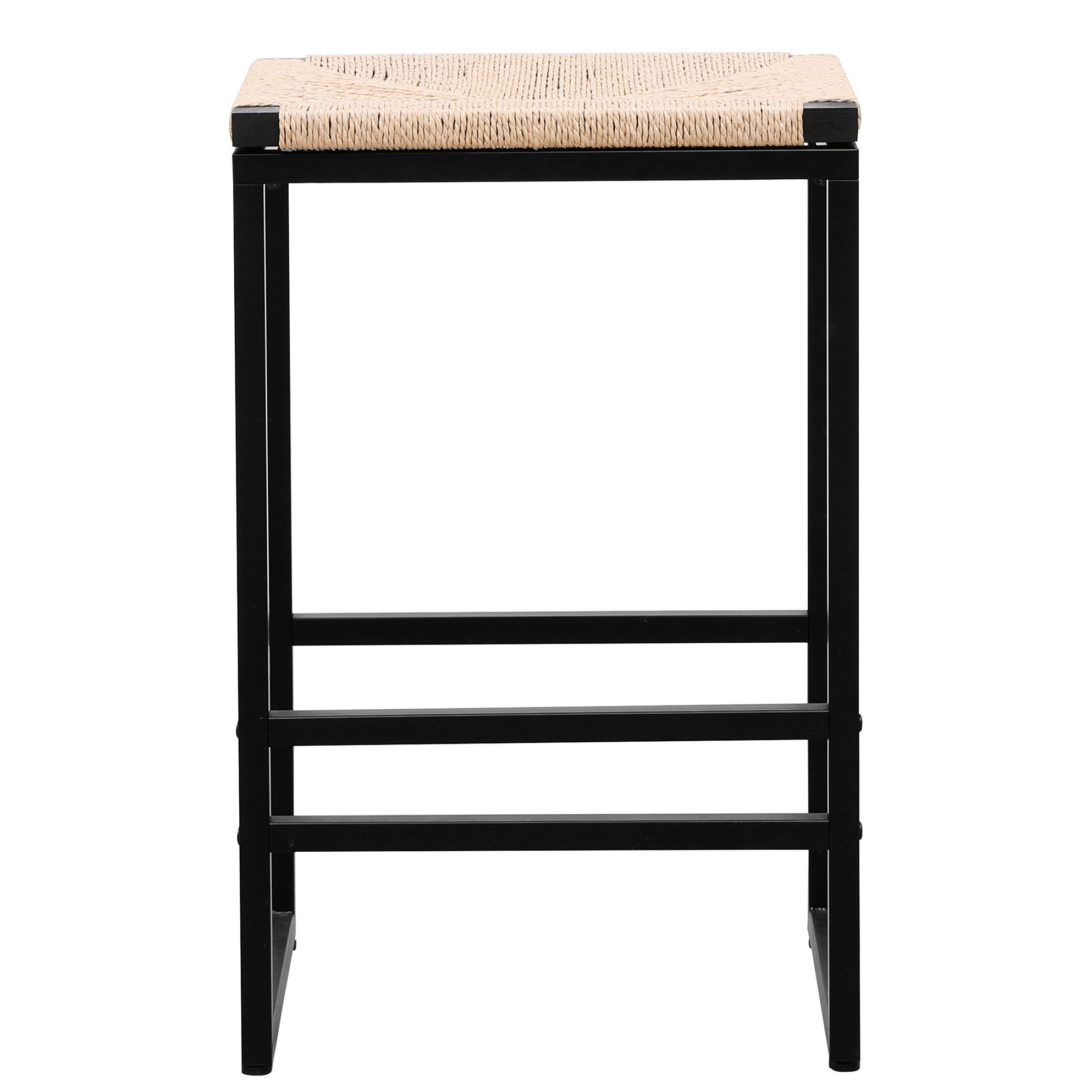 Ebern Designs 2 Backless Kitchen Chairs. Paper Rope Seat, Metal Frame ...