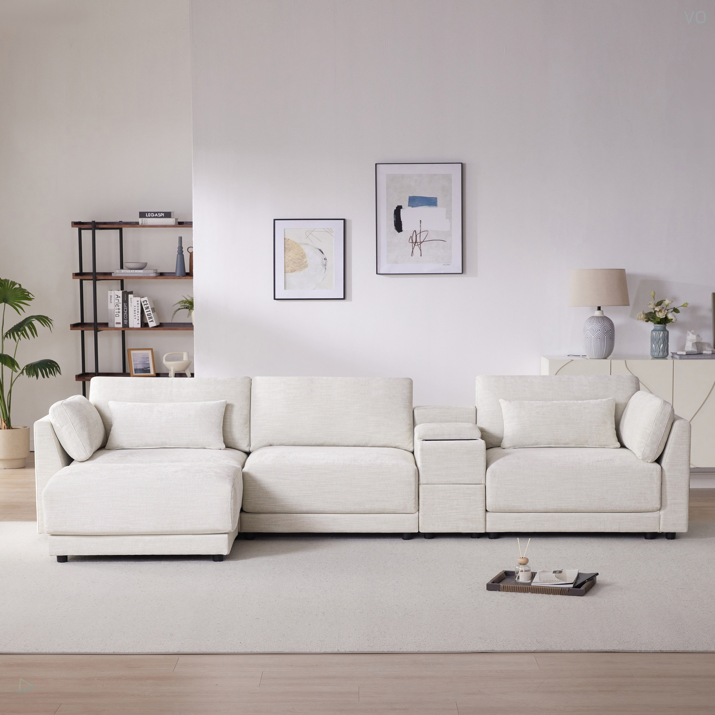 Latitude Run® 124'' Modular Sectional Sofa With Storage Console And ...