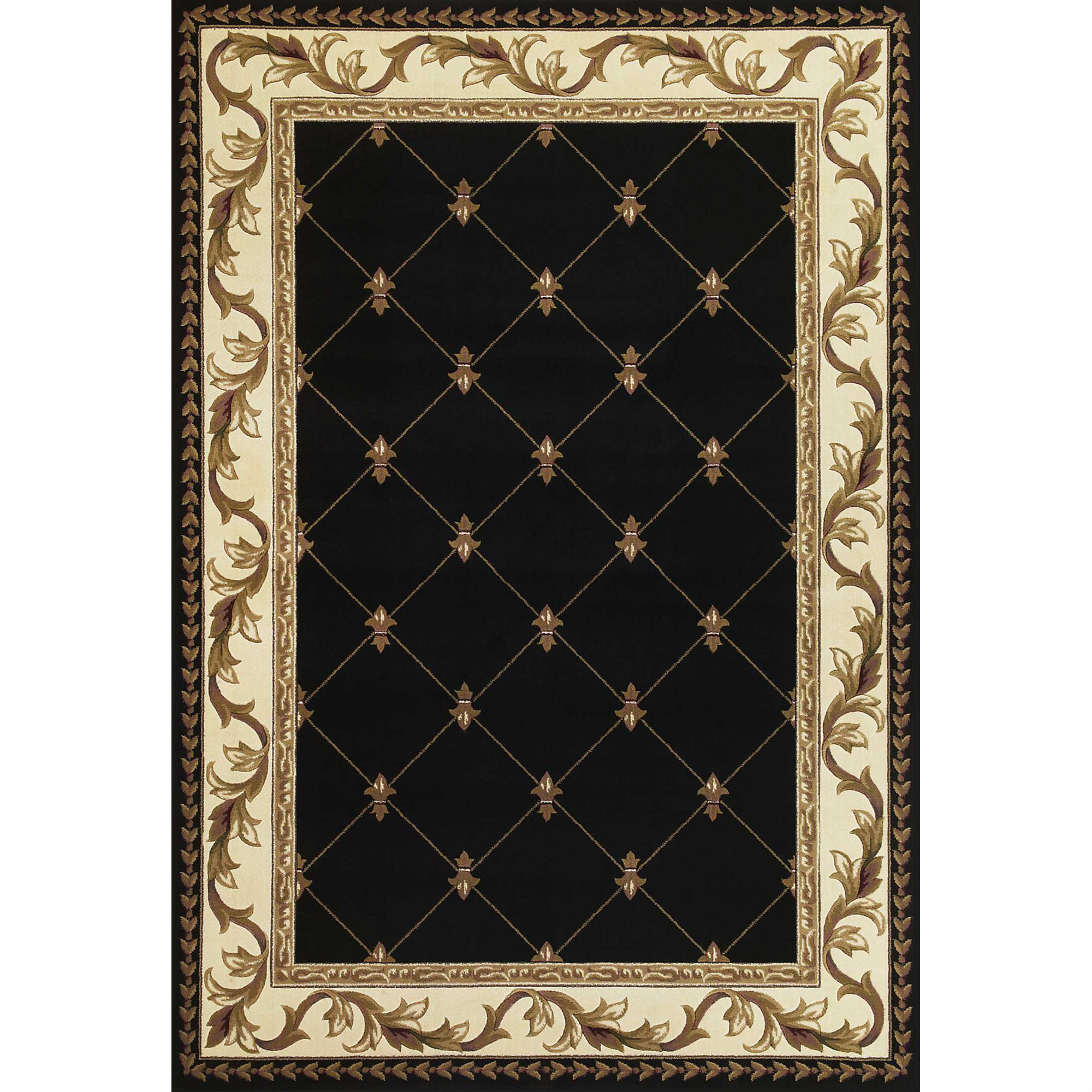Fleur De Lis Living Oryana Black Machine Woven Hand Carved Fleur De Lis ...