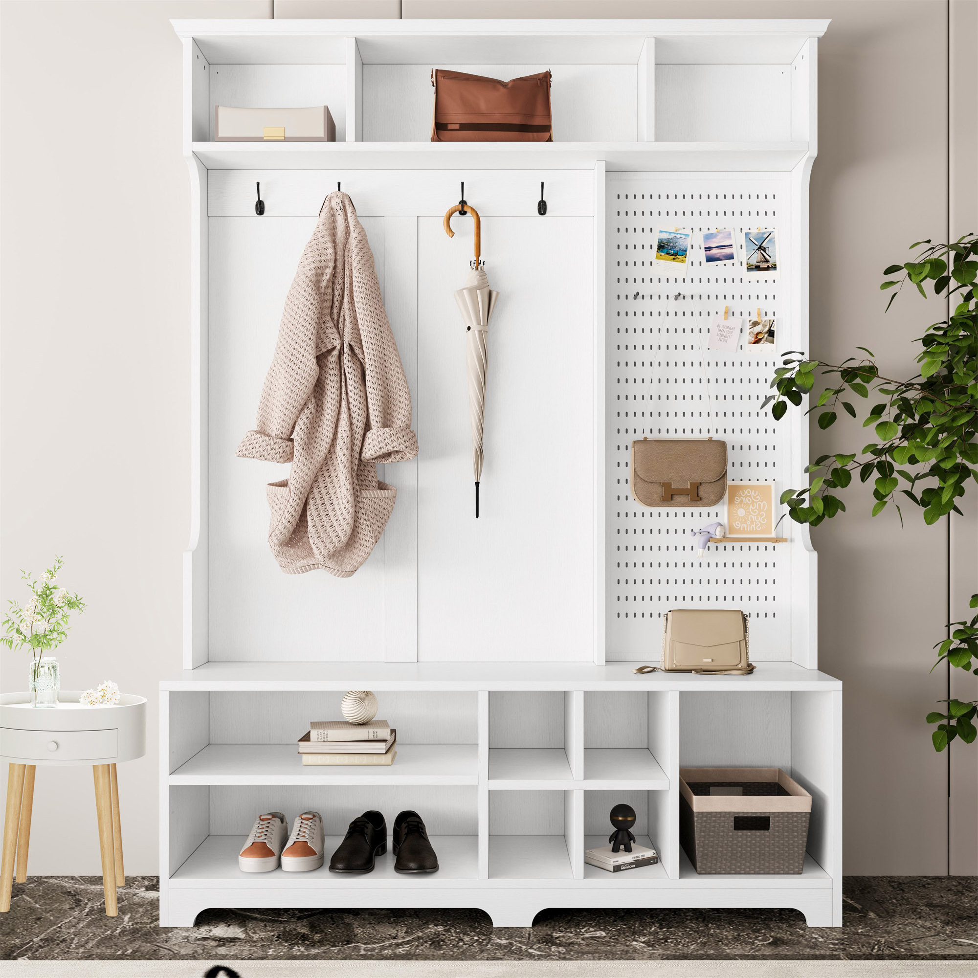 Latitude Run® Hall Tree With Shoe Bench Coat Rack Shoe Storage For