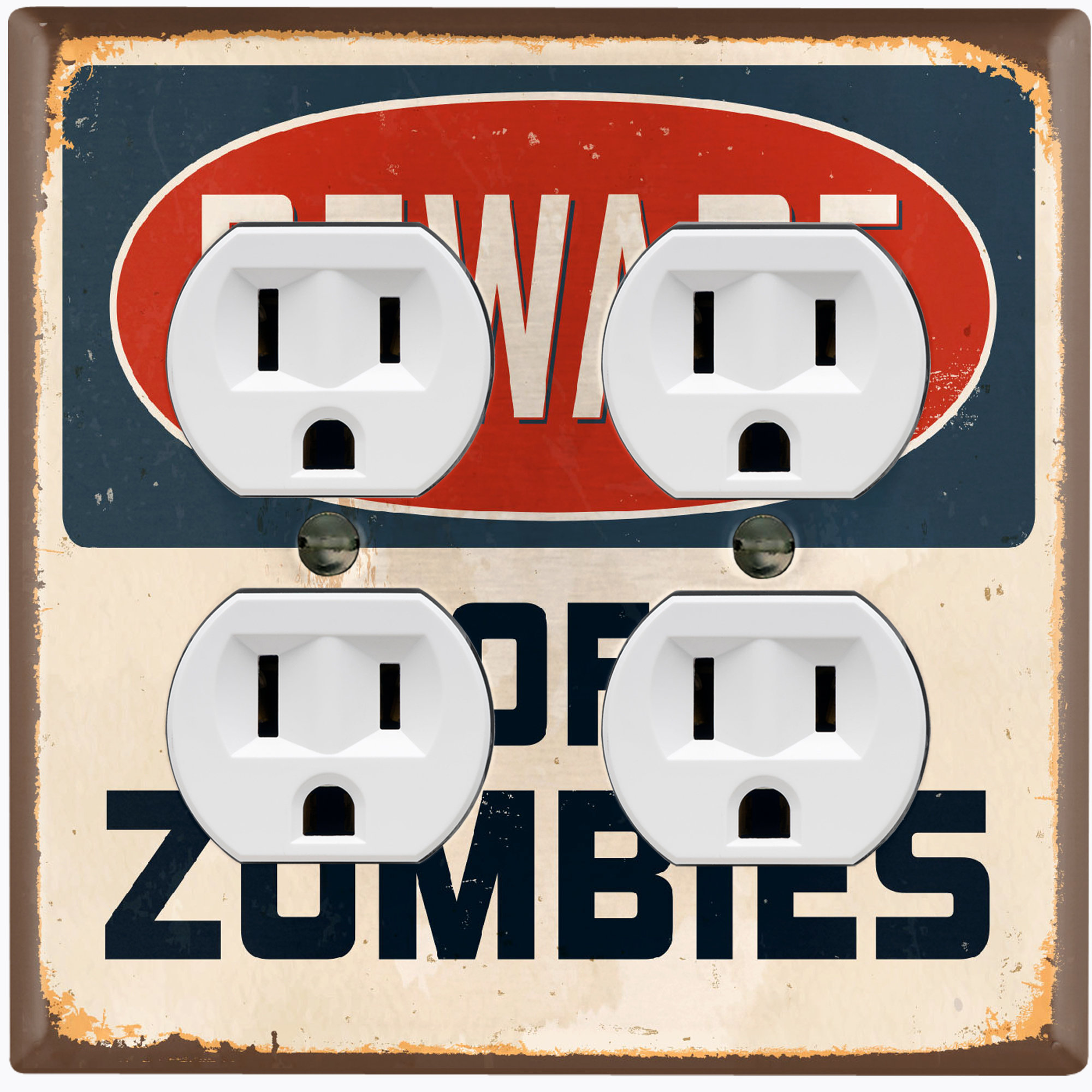 WorldAcc Metal Light Switch Plate Outlet Cover (Zombie Sign - Double ...