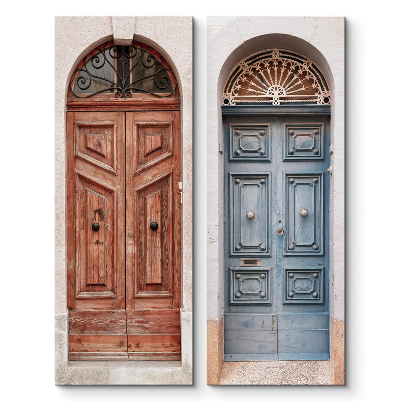 IDEA4WALL Colorful Decorated Doors Architecture Cityscape On Canvas 2 ...