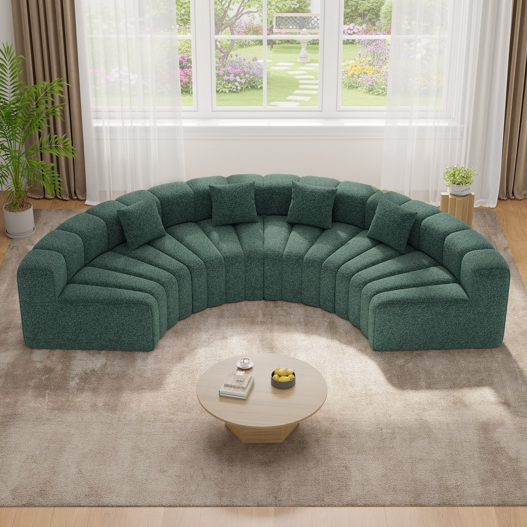 Ebern Designs Oversized Curved Sofa, 4 Seater Modular Velvet Cloud ...