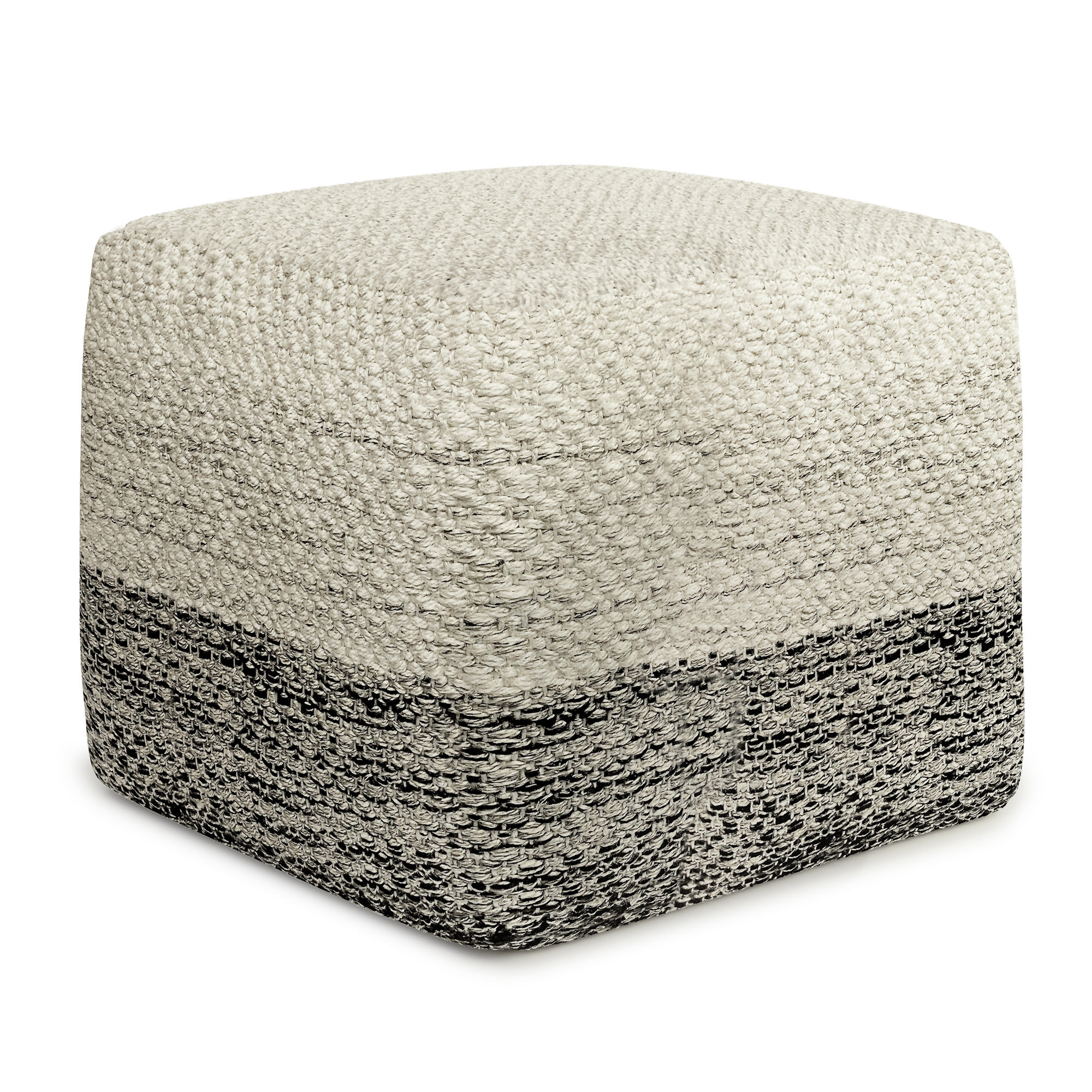 Latitude Run® Macie - Square Woven Outdoor / Indoor Pouf - Grey / White ...