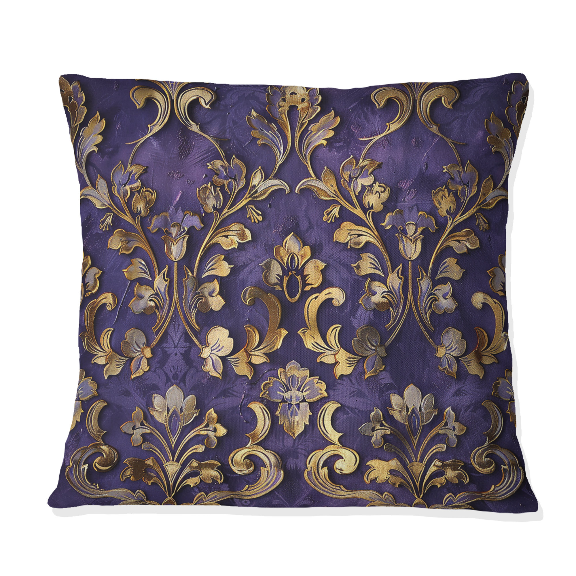Design Art Purple Gold Royal Traditional Damask II - Traditional Throw ...