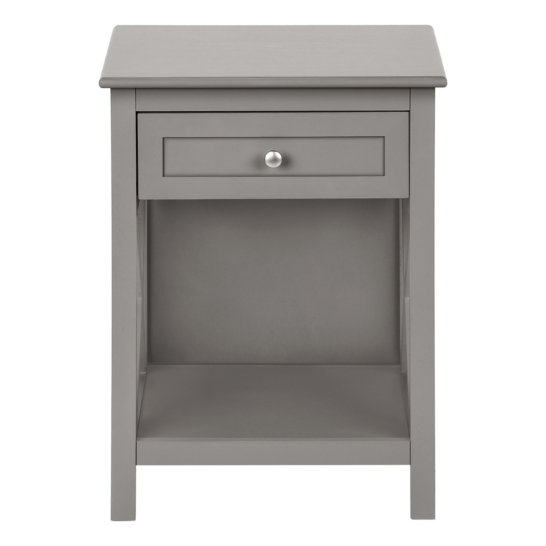 Gracie Oaks Antique Grey Veneer 2-Tier Accent Table With Storage Drawer ...