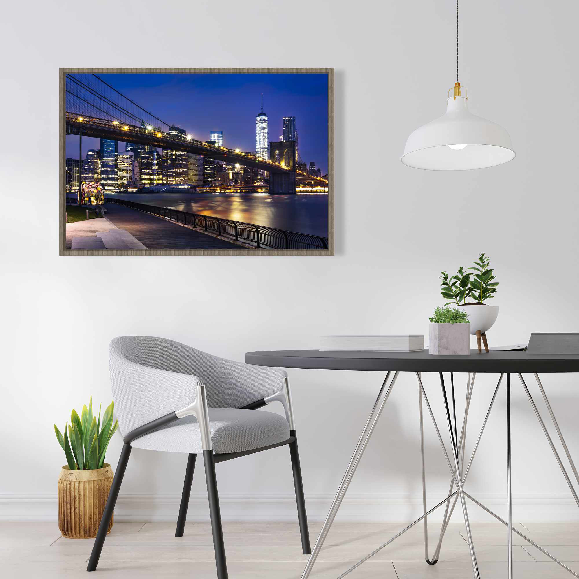 Lark Manor™ City at Night Canvas - Blue Framed Wall Art for Home Decor ...