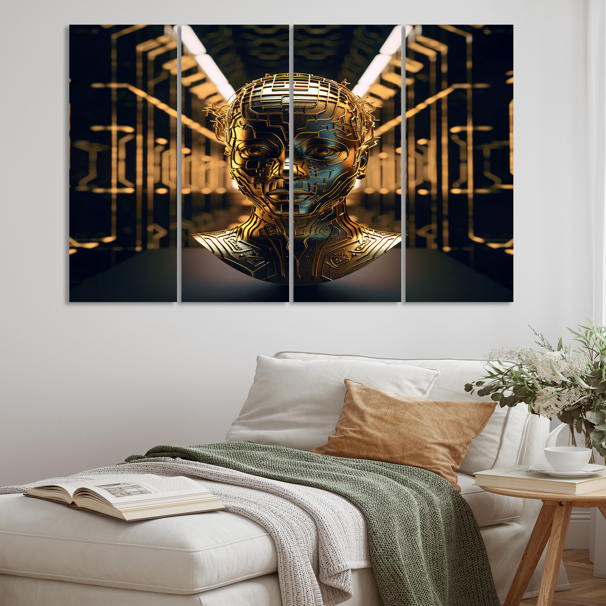 Ebern Designs Golden Portrait Of Future Consciousness III - Robot ...