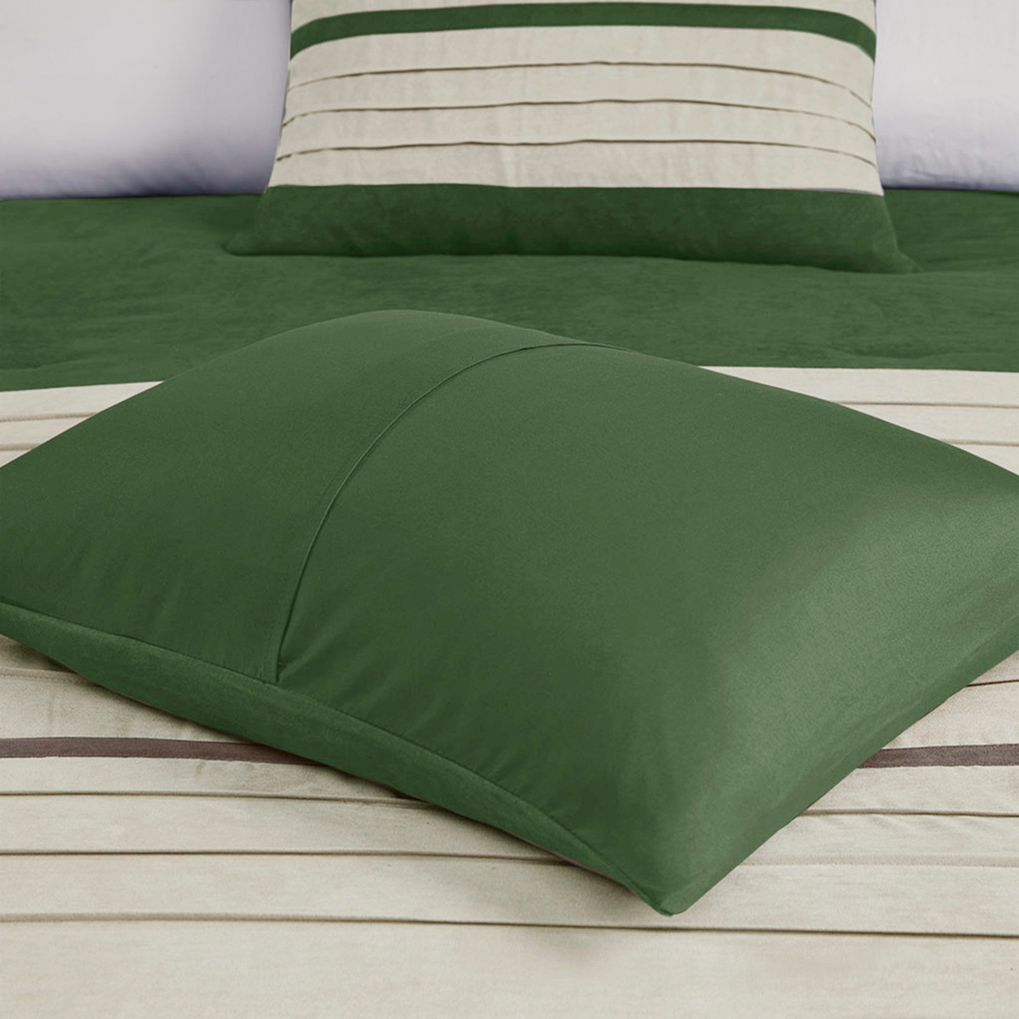 LIYU 7 PC Pieced Faux Suede Comforter Set Green | Wayfair