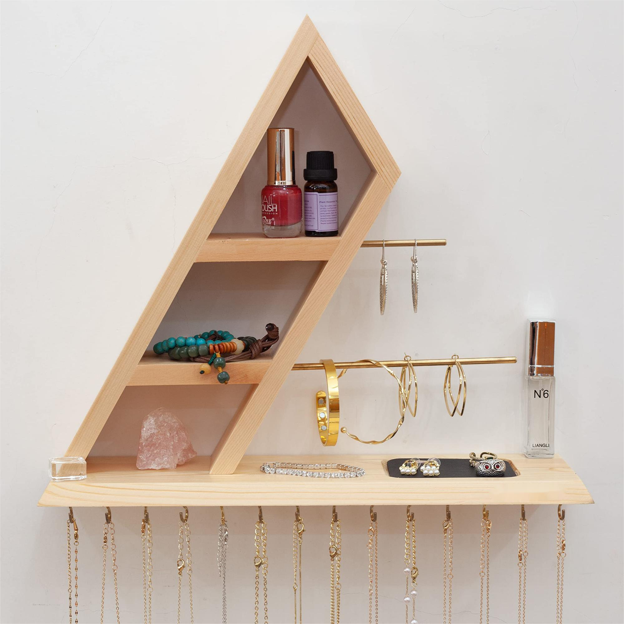 Dakota Fields Wooden Necklace Holder Wall Mount Jewelry Holder Stand ...