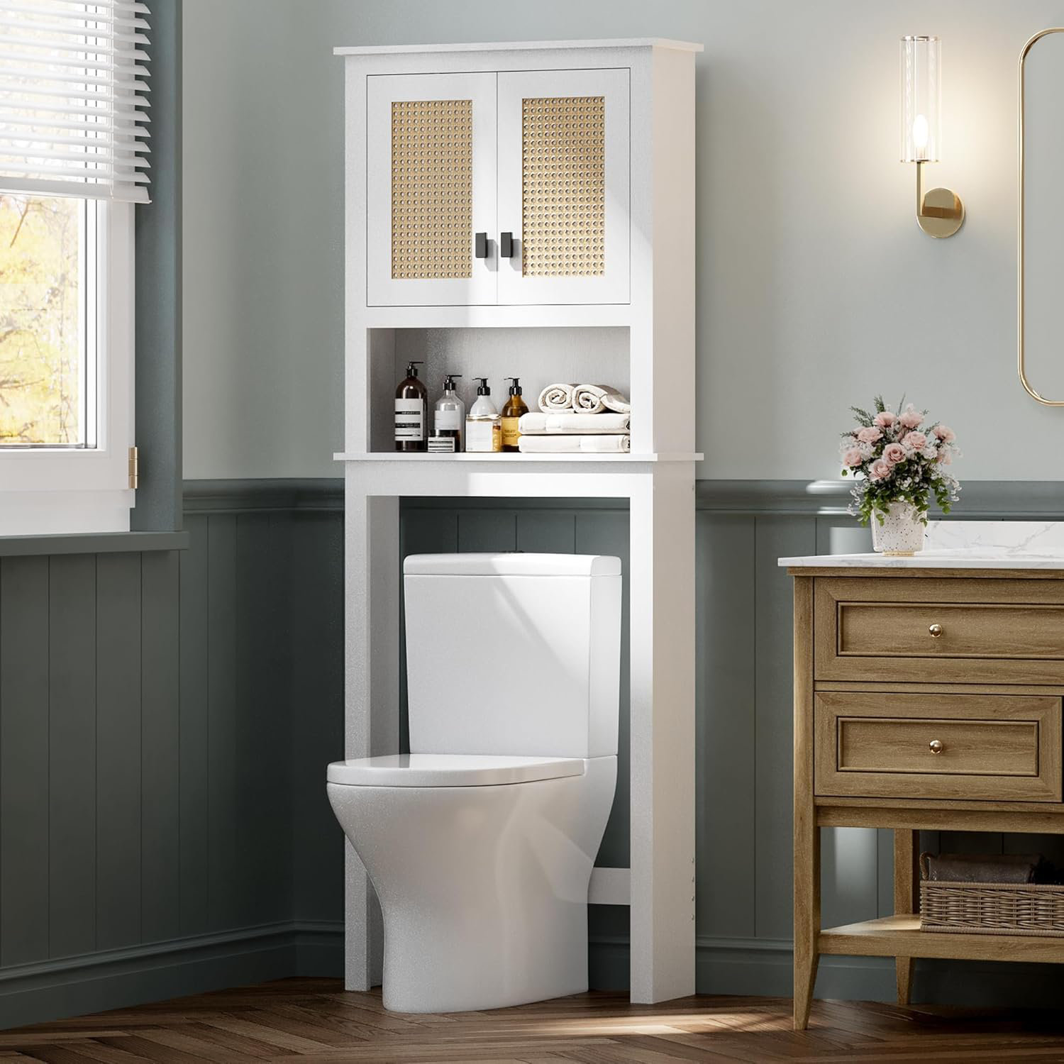 Rebrilliant 63" Tall Over The Toilet Storage Cabinet, with Adjustable ...