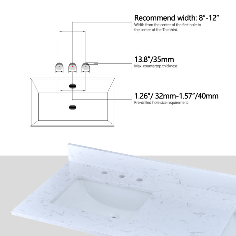 VANITYFAIR 60'' Engineered Stone Double Vanity Top with Sink Faucet ...
