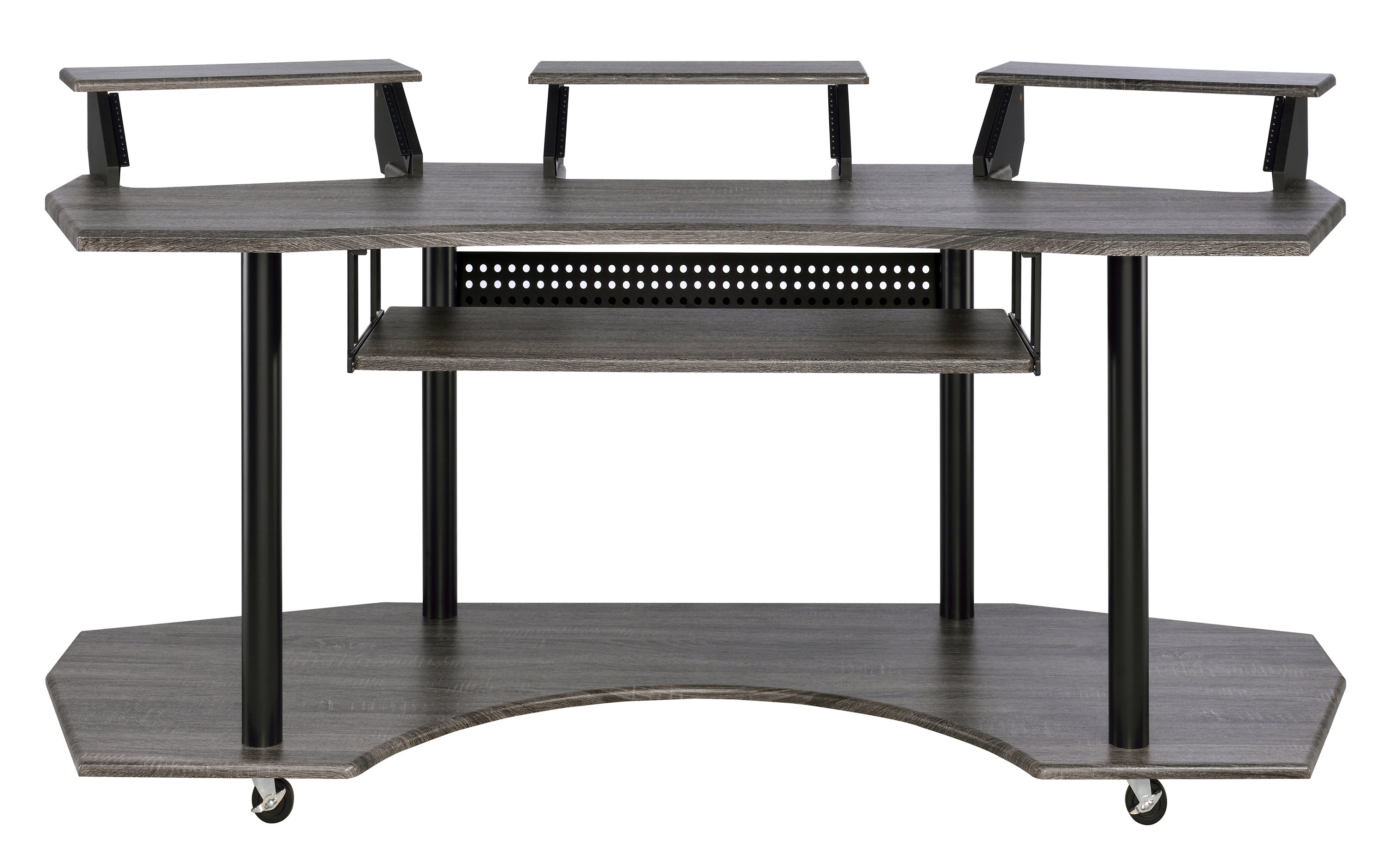 Plethoria Detroit Black Oak Music Recording Studio Desk with 3 Stands ...