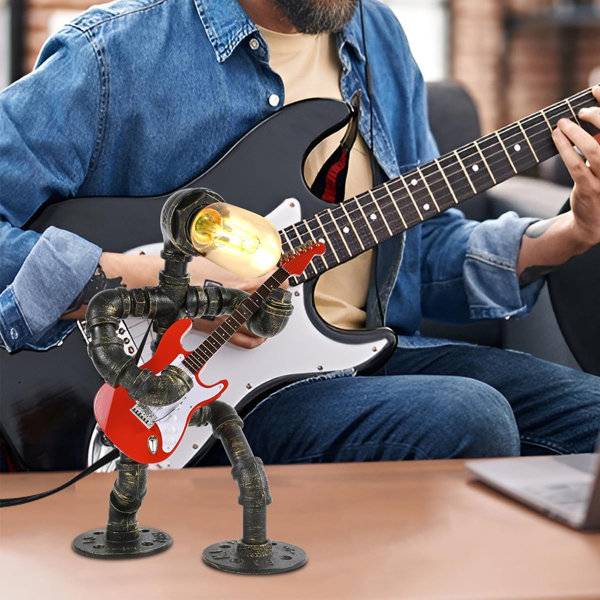 Williston Forge Steampunk Robot Lamp With Mini Electric Guitar - Retro ...