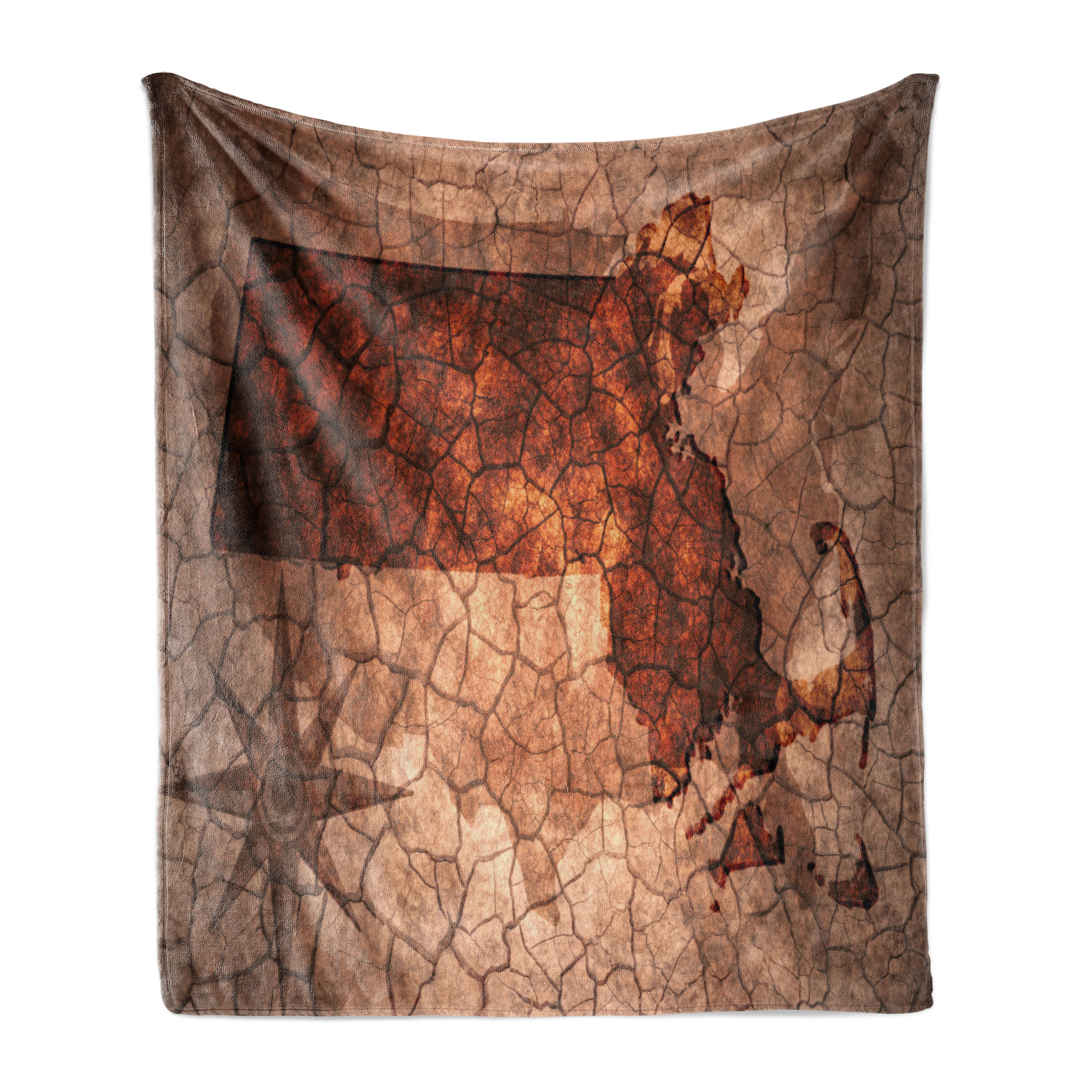 Ambesonne Massachusetts Fleece Throw Blanket State Map USA Theme Rust and Pale Rust | Wayfair