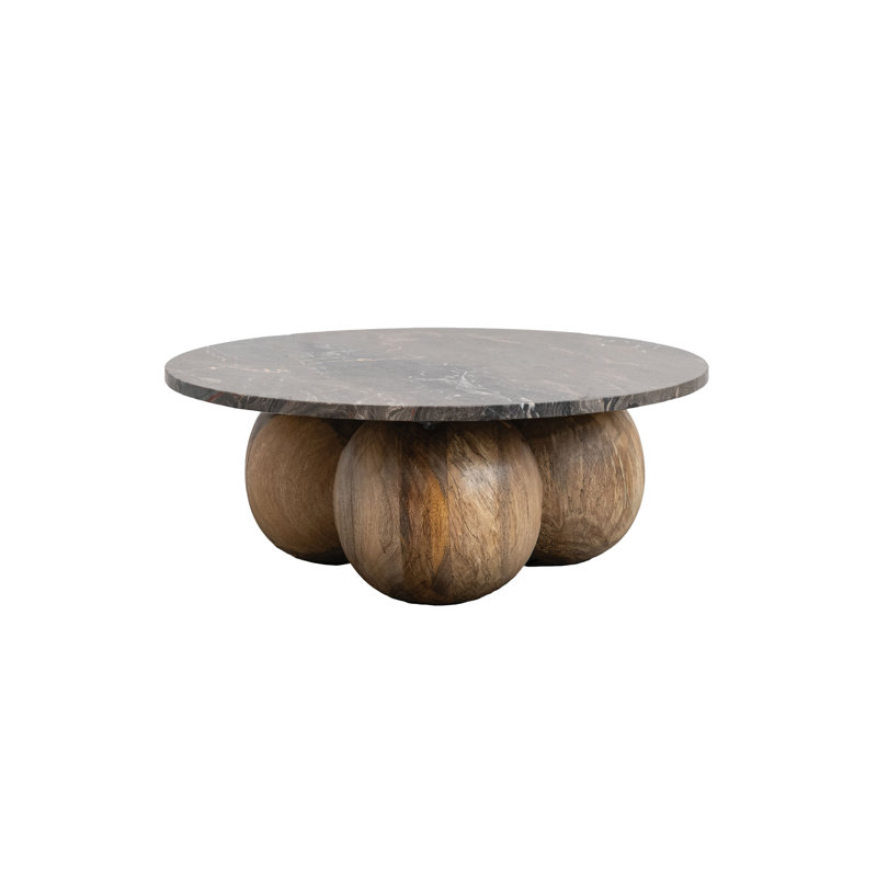 Corrigan Studio® Marble Coffee Table With Mango Wood Orb Base | Wayfair