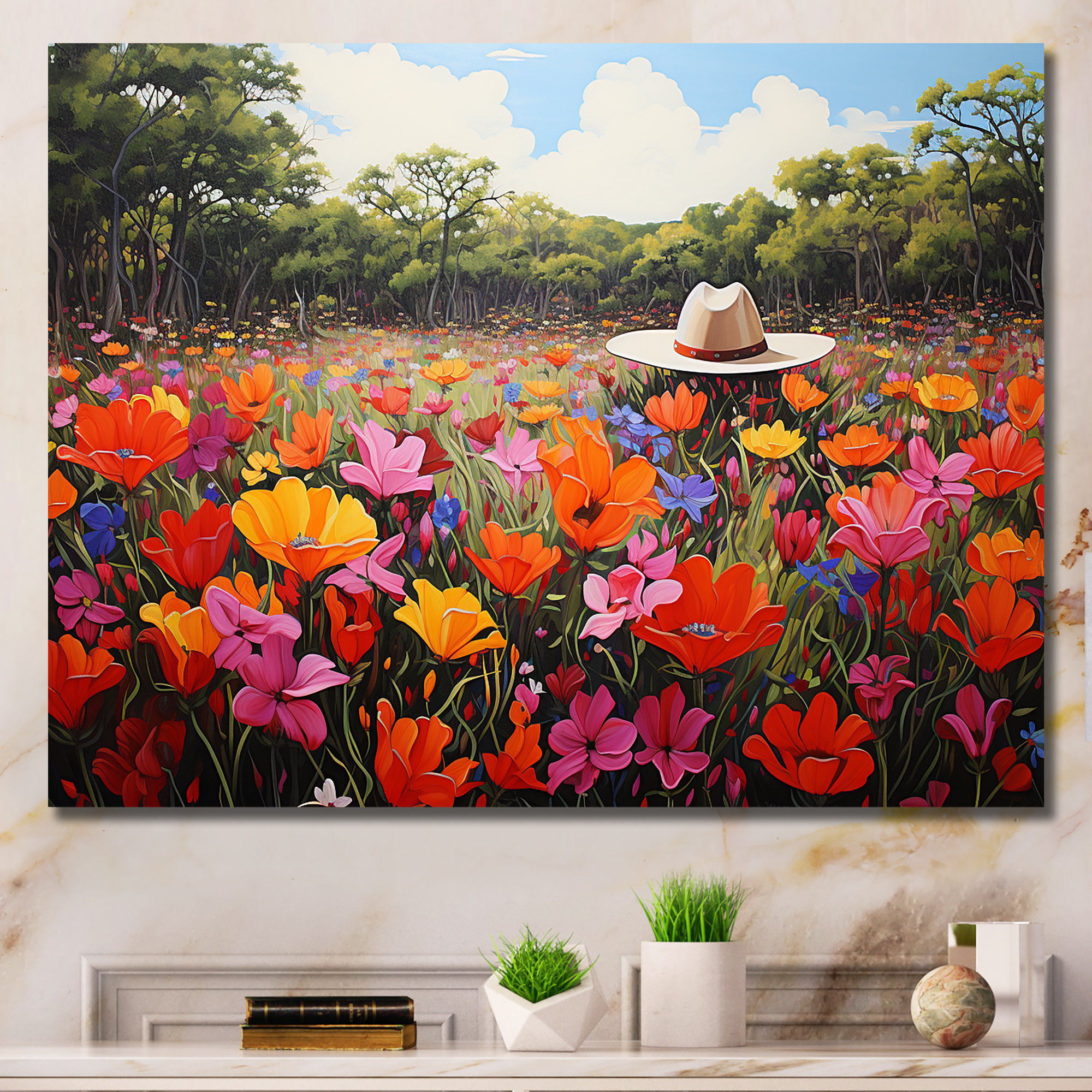 Winston Porter Cowboy Hat Flower Blooms - Cowboys Wall Art - Wayfair Canada