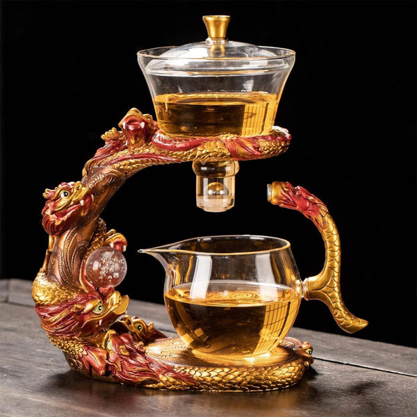 Filbop Glass Teapot Set with Infuser Semi Automatic Dragon Tea Set ...