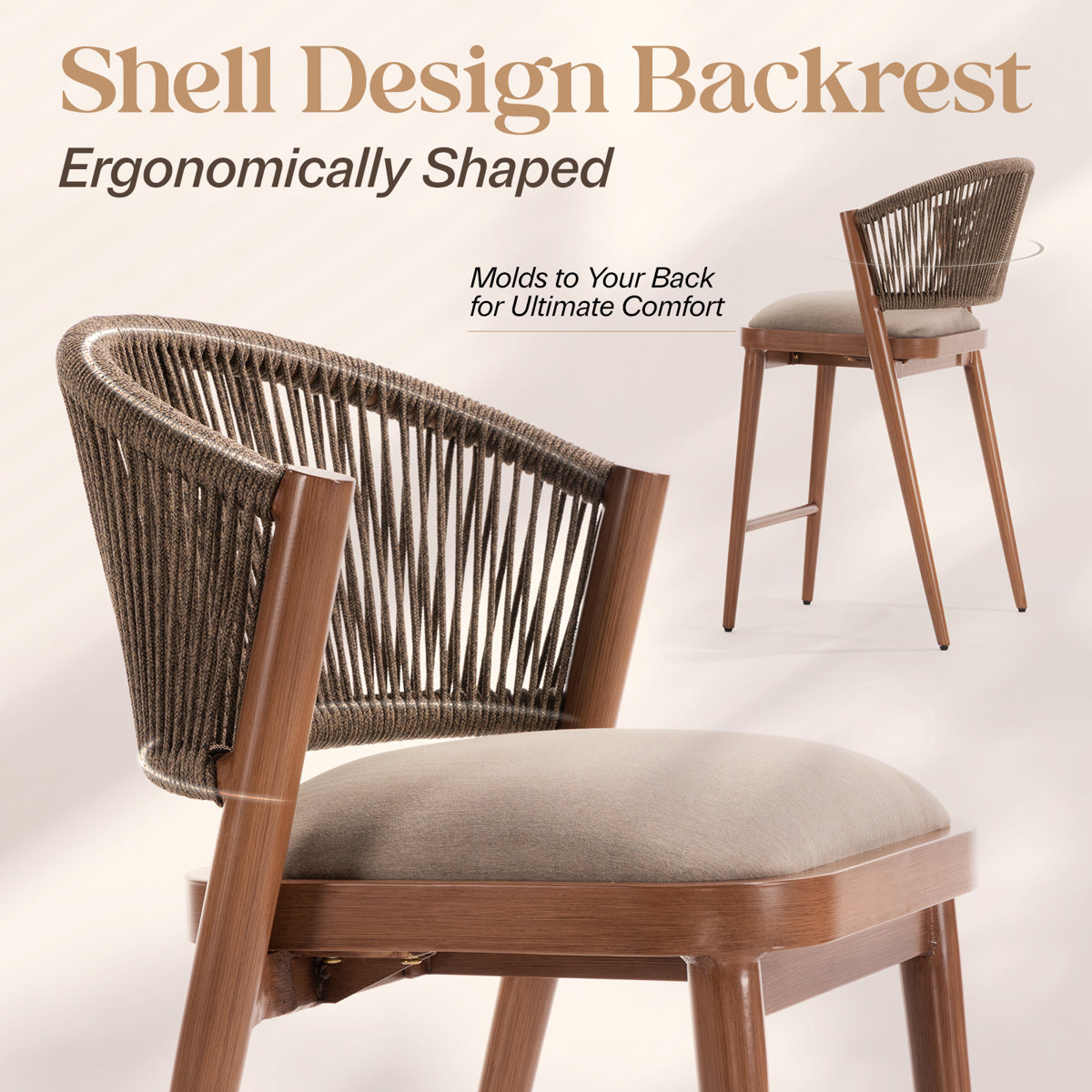 Bay Isle Home™ Modern Rope Bar Stools Set of 2 | Wayfair