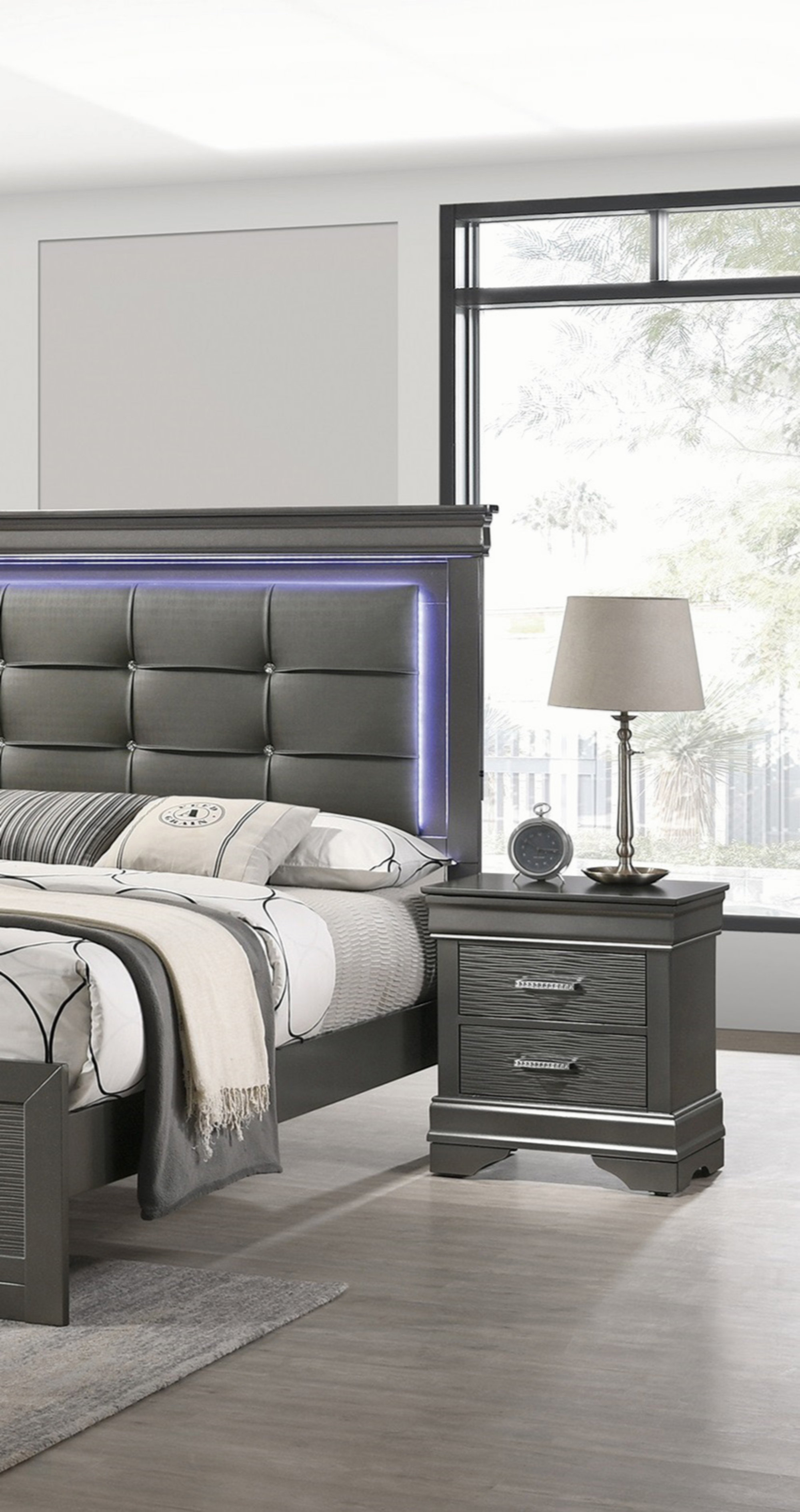 Darby Home Co Modern Grey Transitional Wooden Nightstand Bedside Table ...