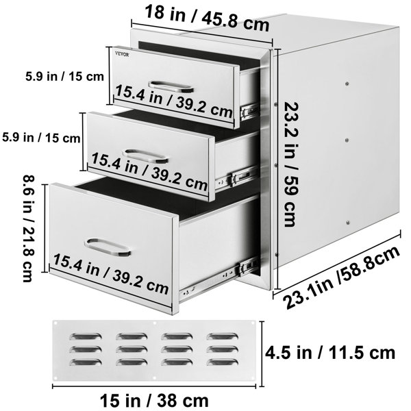 VEVOR 18'' Stainless Steel Drop-In Drawers & Reviews | Wayfair