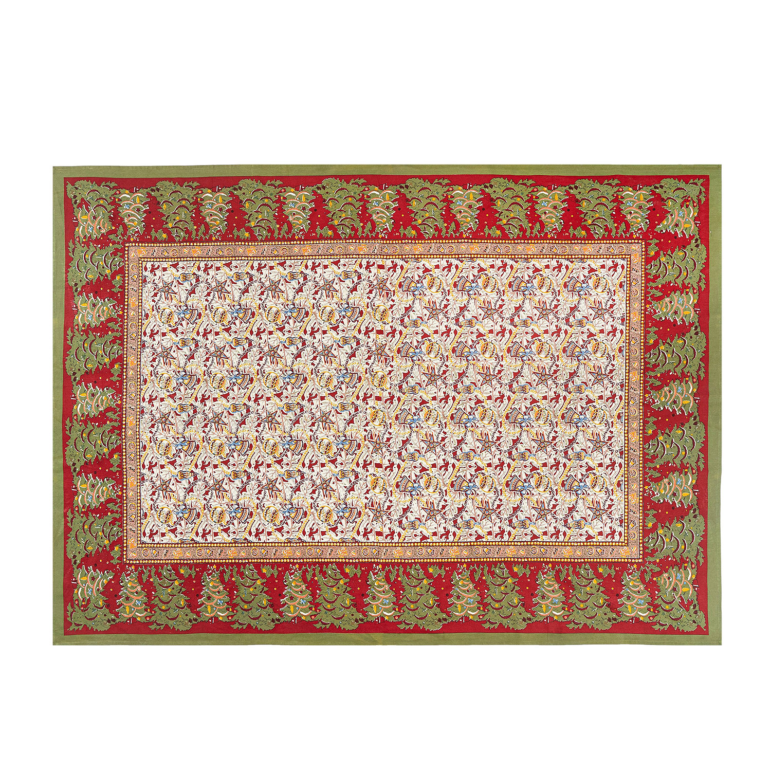 The Holiday Aisle® Liller Red/Green/Orange Tablecloth - Rectangular ...