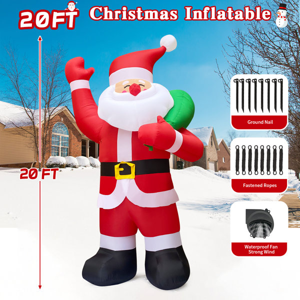 The Holiday Aisle® Christmas Inflatable Santa Inflatables Outdoor ...