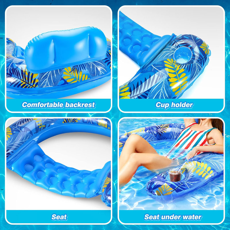 Utibia Inflatable Pool Float Chair, 2 Pack Pool Chair Floats for ...