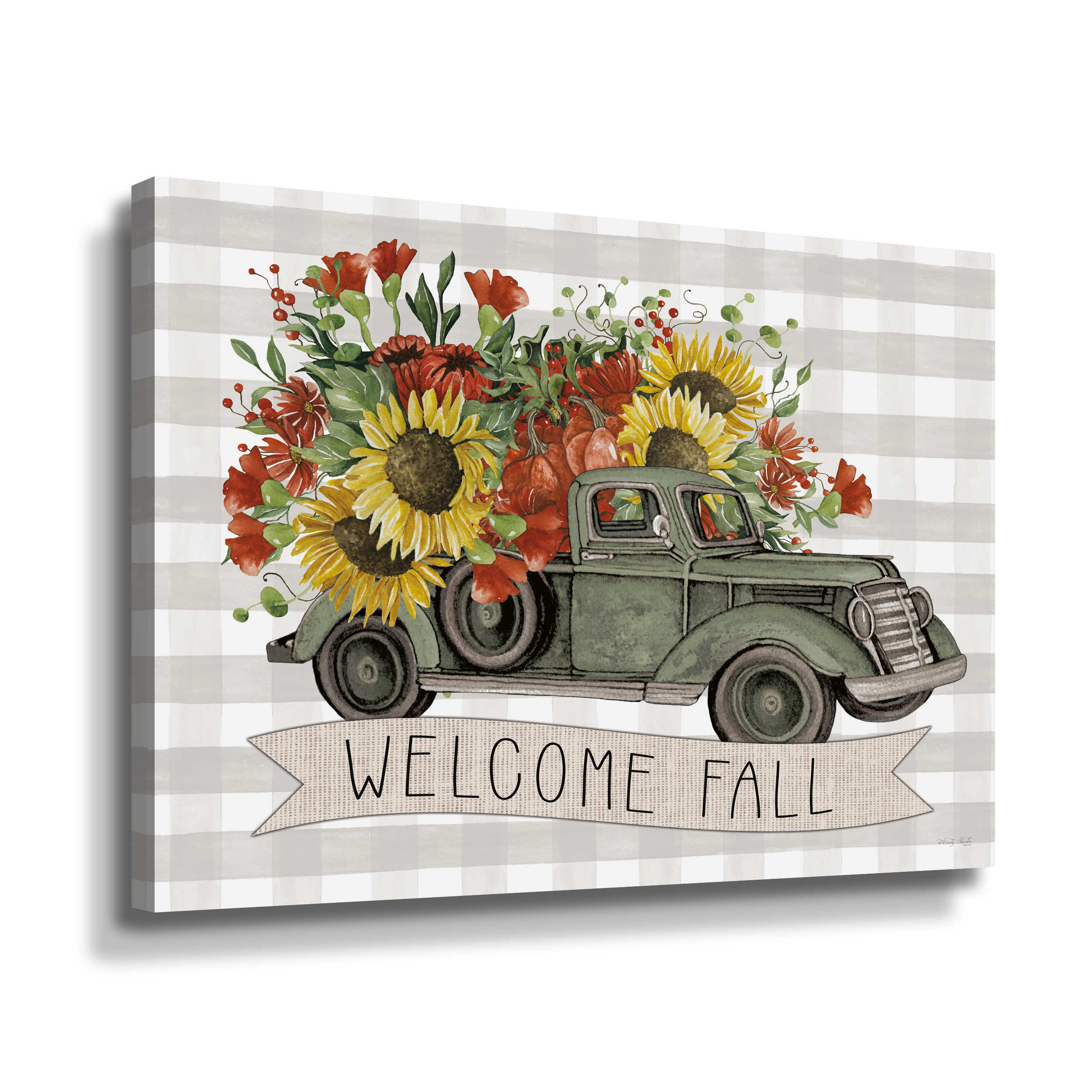 ArtWall Welcome Fall Truck Framed On Canvas Painting | Wayfair