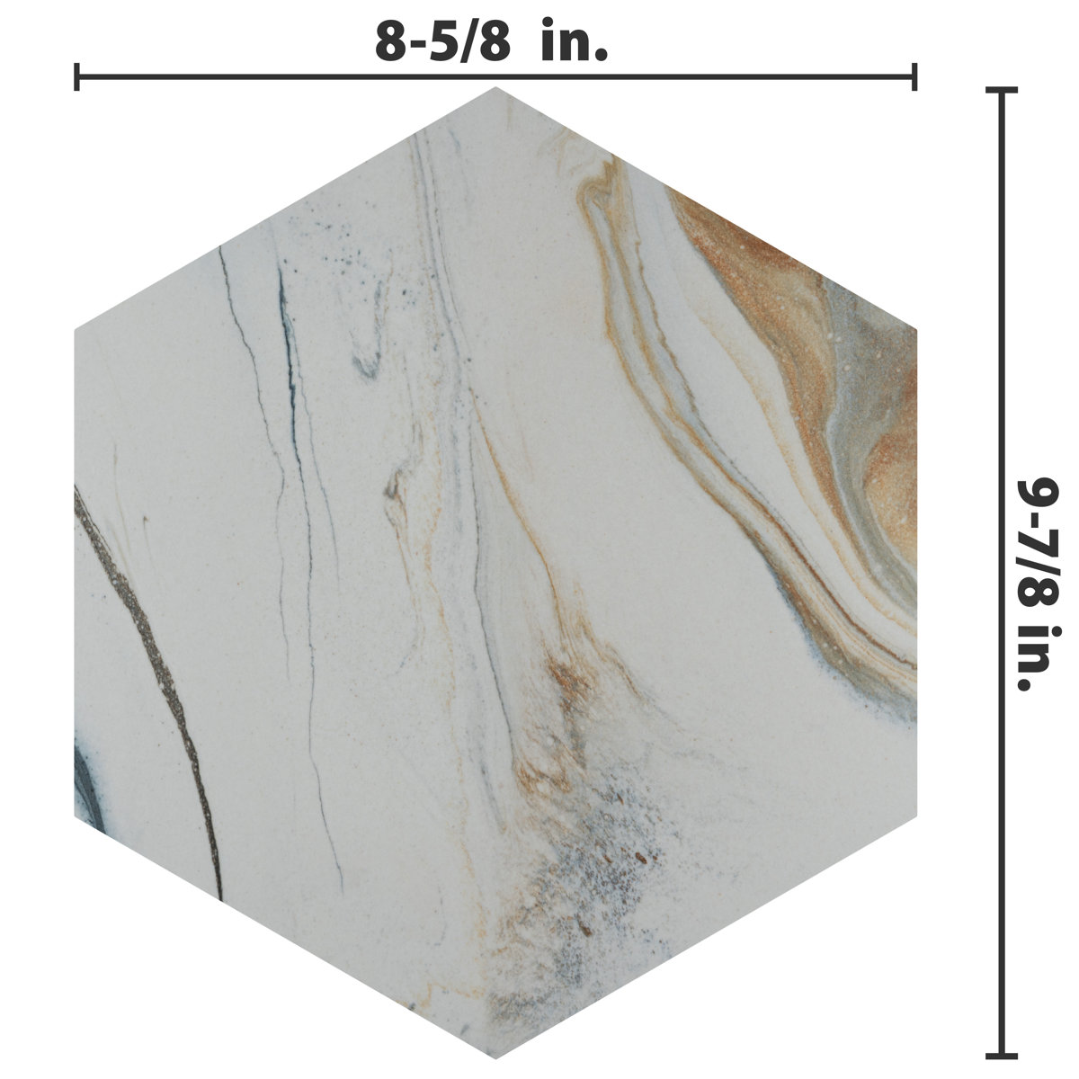 Merola Tile Marmaris Hex 9" x 10" Porcelain Marble Look Wall & Floor ...